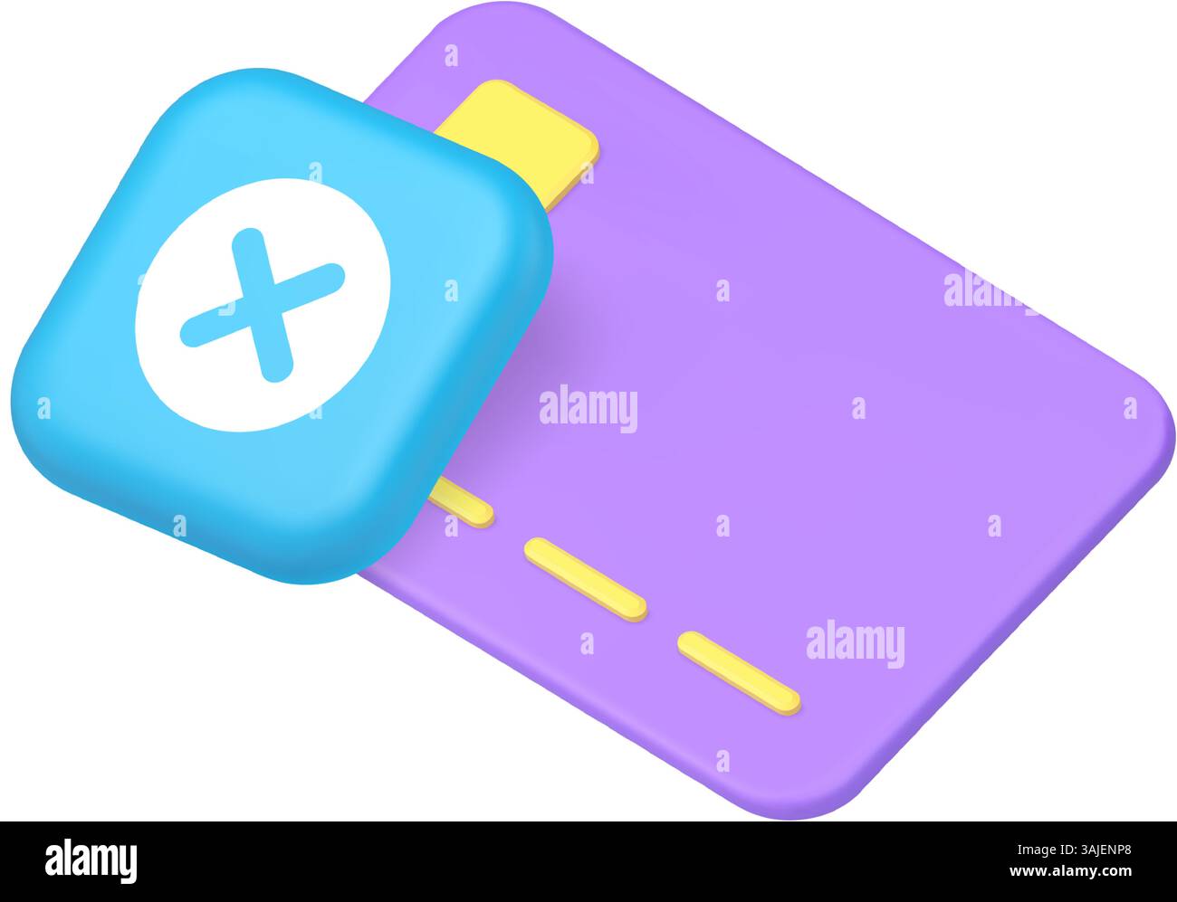 Banking credit debit card error reject payment cancel 3d icon realistic ...