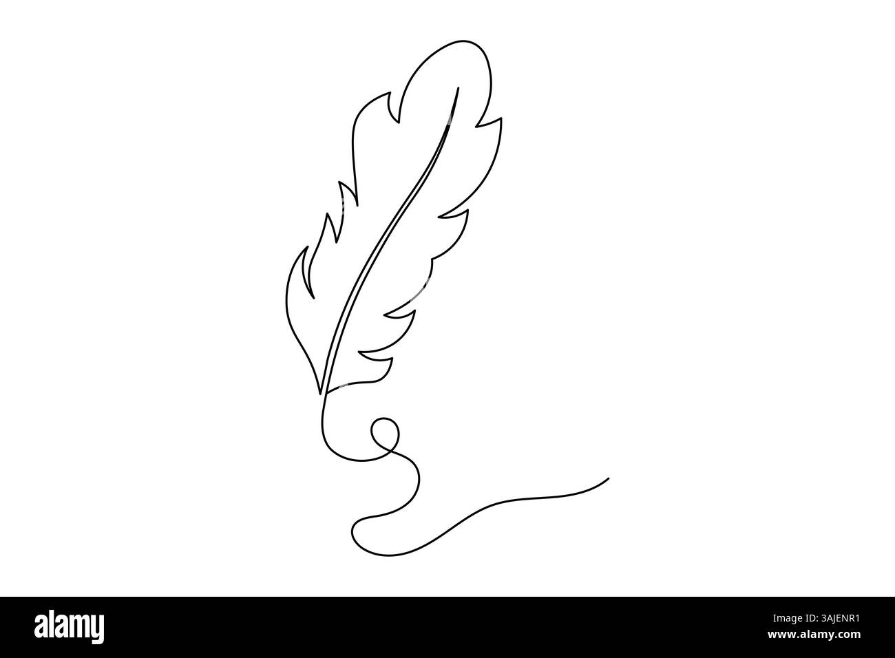 Minimalist Bird Feather Continuous Line Drawing - Elegant Outline ...