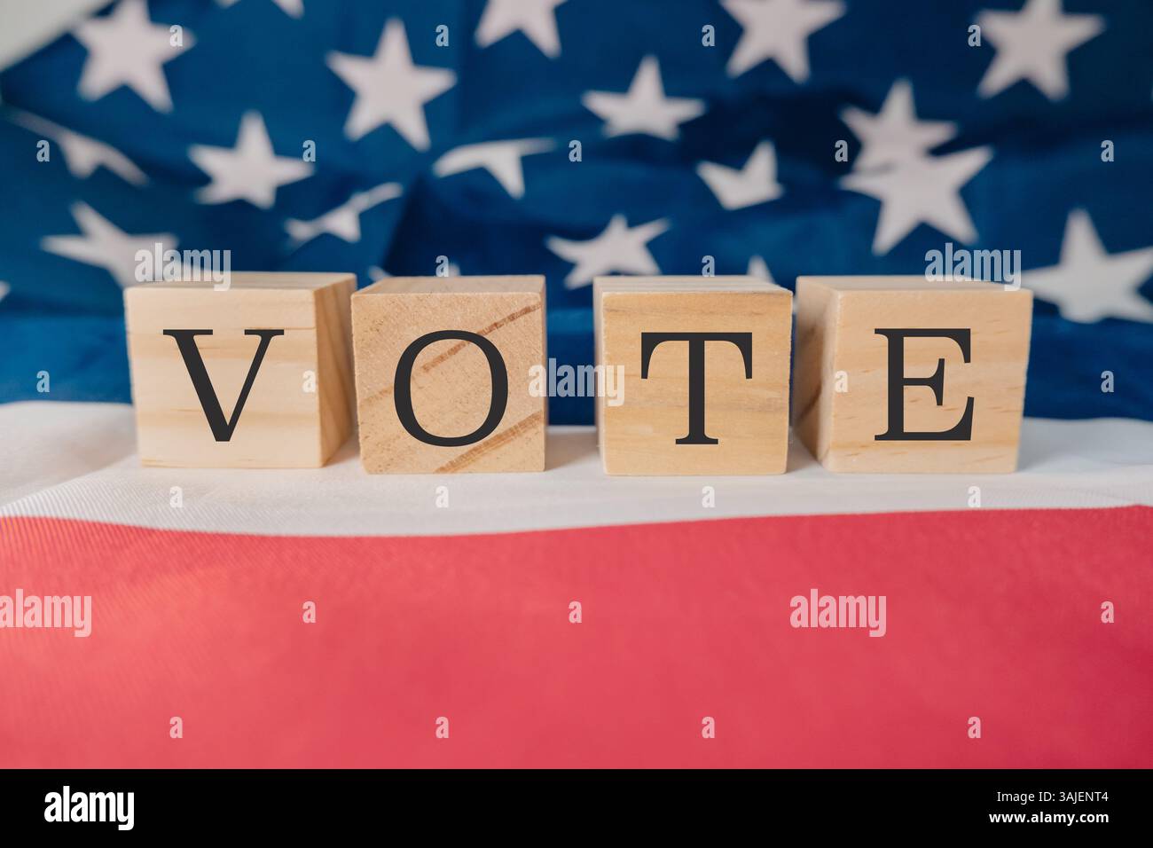 Wooden block with the word Vote written on it. The block is placed on ...
