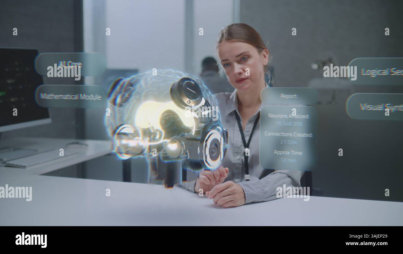 Female Engineer Uses Advanced Augmented Reality to Visualize 3D ...