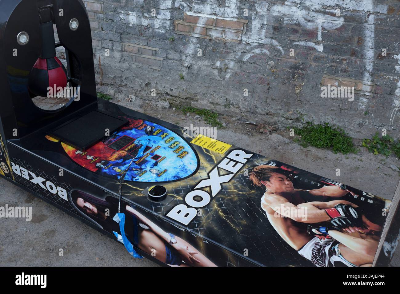 An amusement arcade boxing punch bag machine is seen dumped in south ...