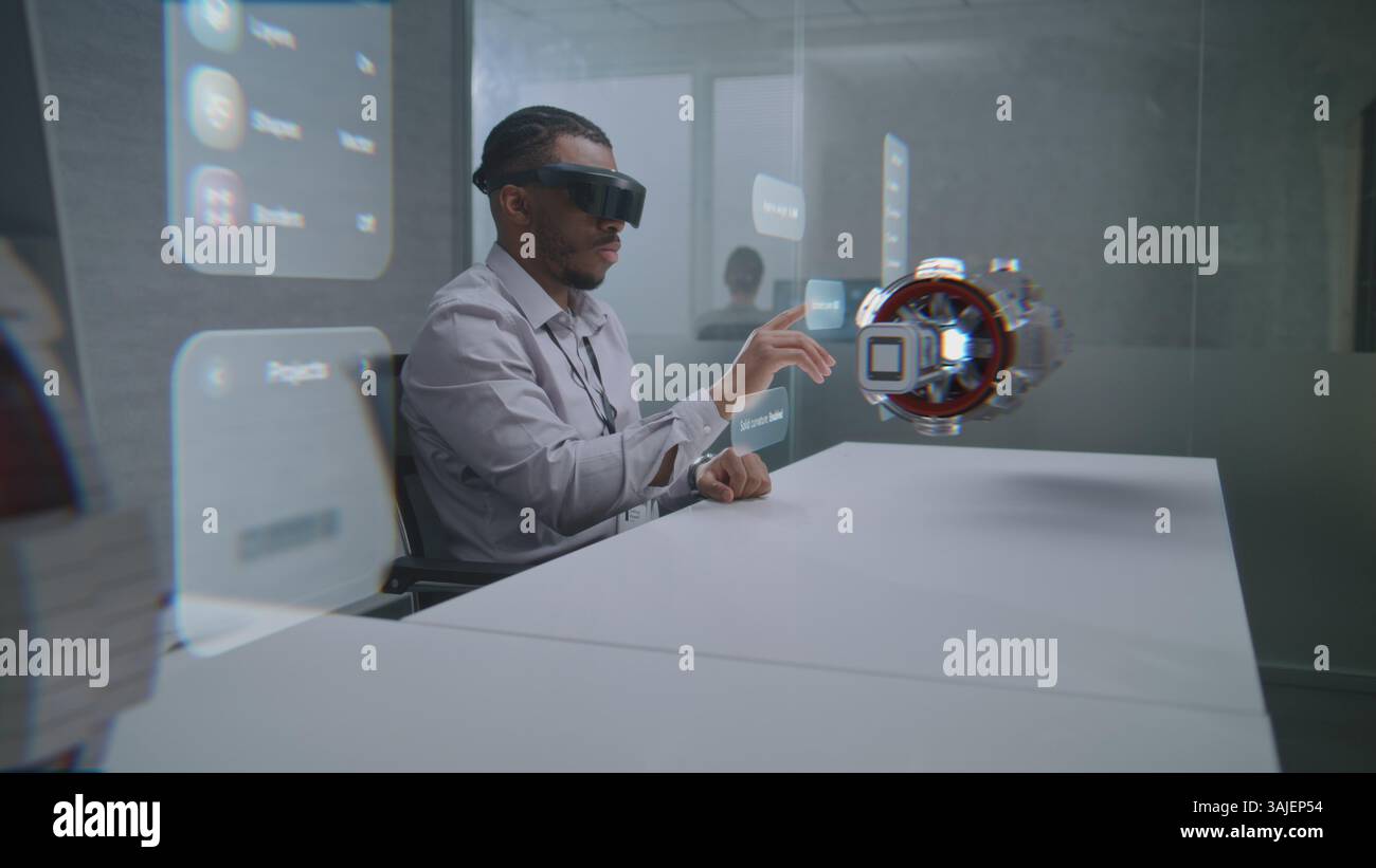 African American Engineer Uses Augmented Reality Headset to Visualize ...