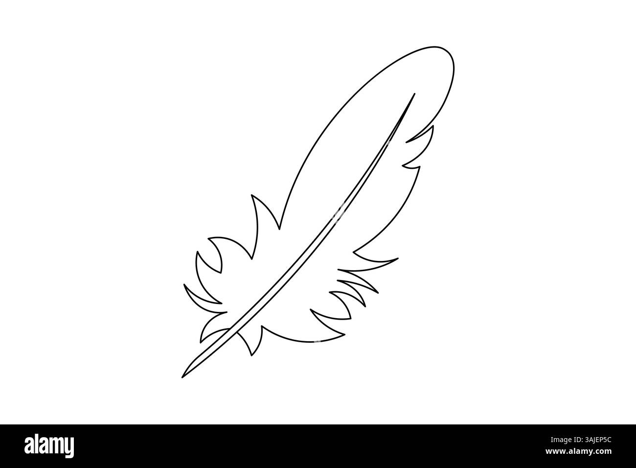 Minimalist Bird Feather Continuous Line Drawing - Elegant Outline ...