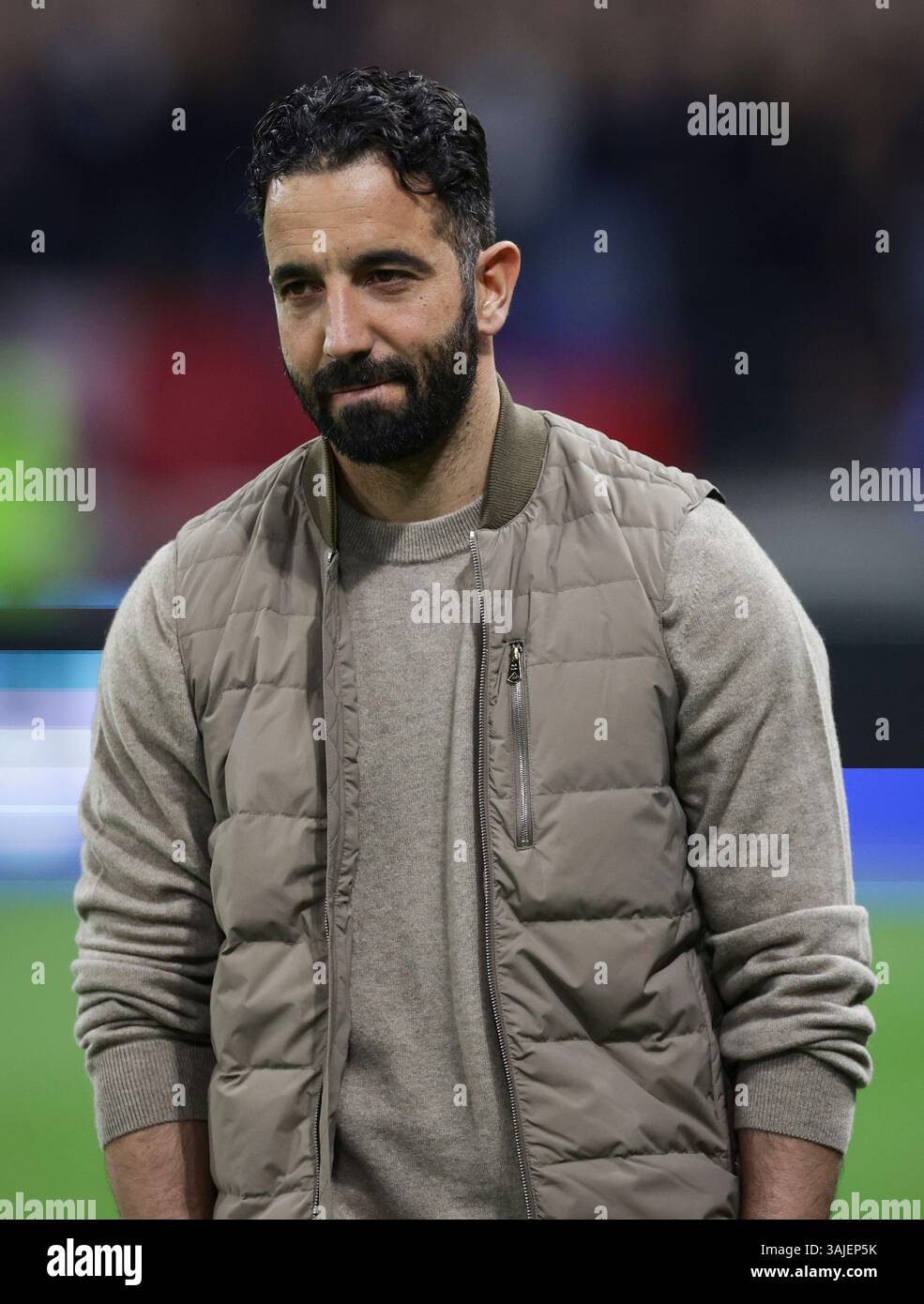 Lyon, France. 10th Apr, 2025. Manchester United Manager Ruben Amorim ...