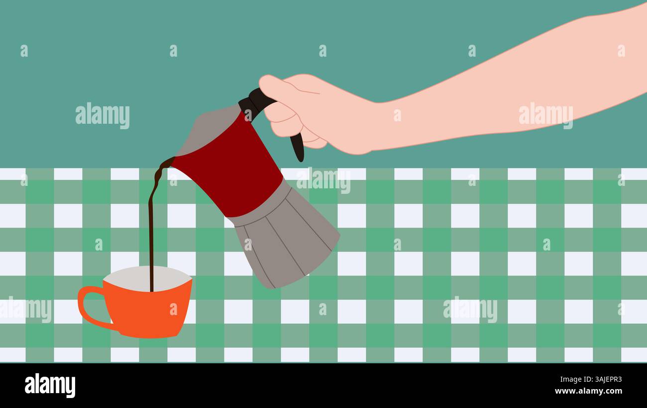 Pouring coffee diner Stock Vector Images - Alamy