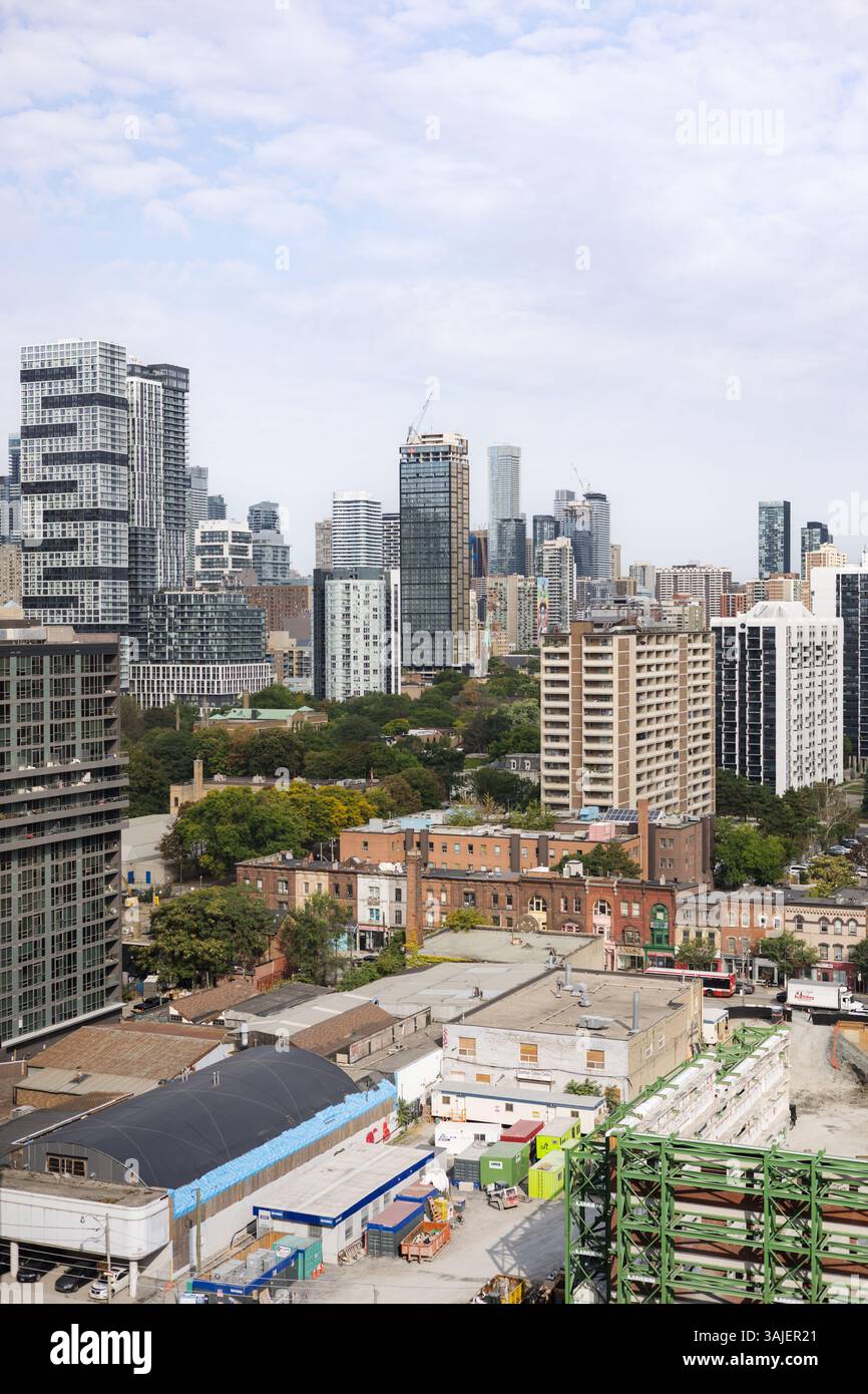 View of construction site preserving heritage buildings in Toronto ...