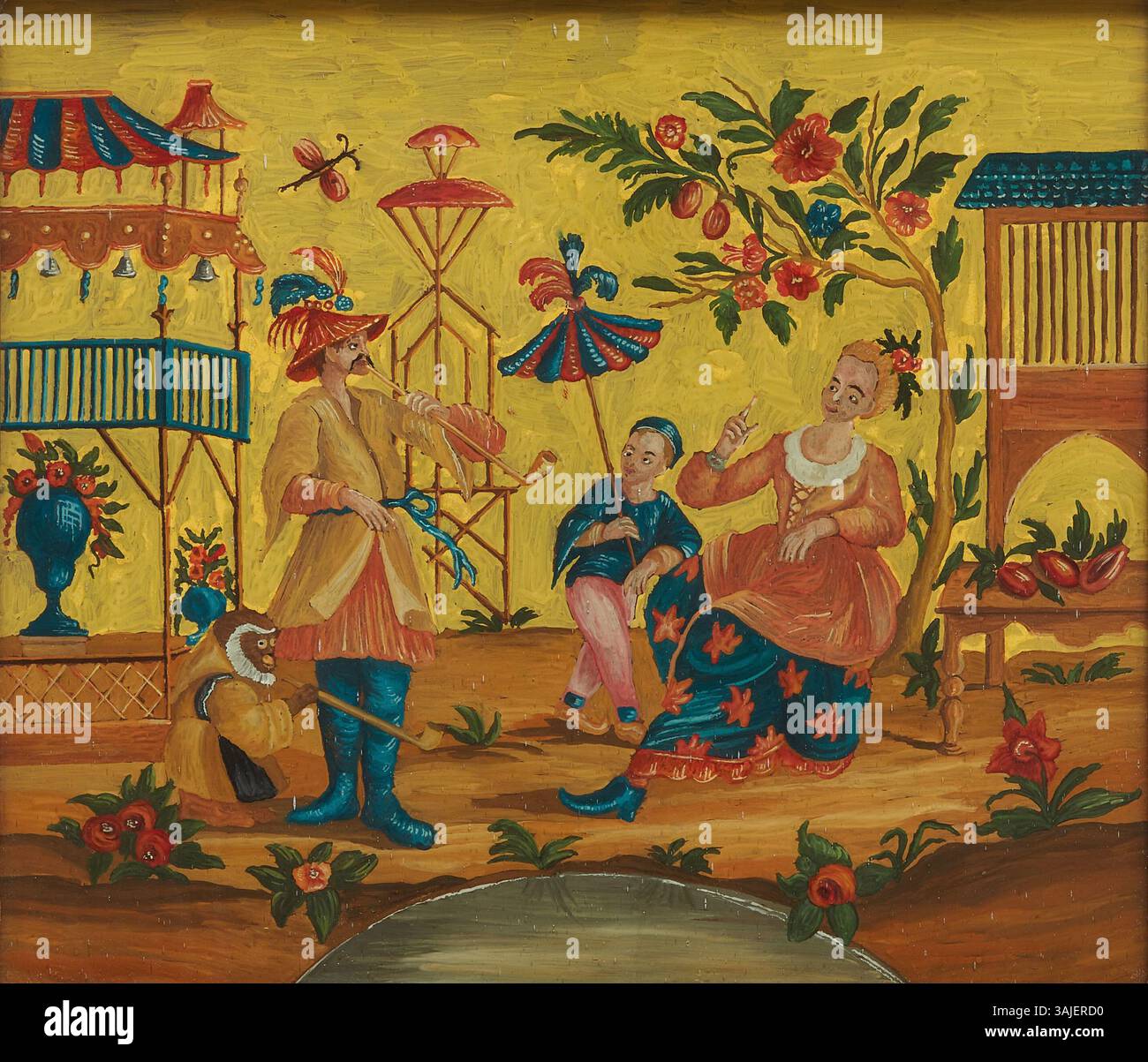 This 18th-century reverse glass painting in Piemonte features ...