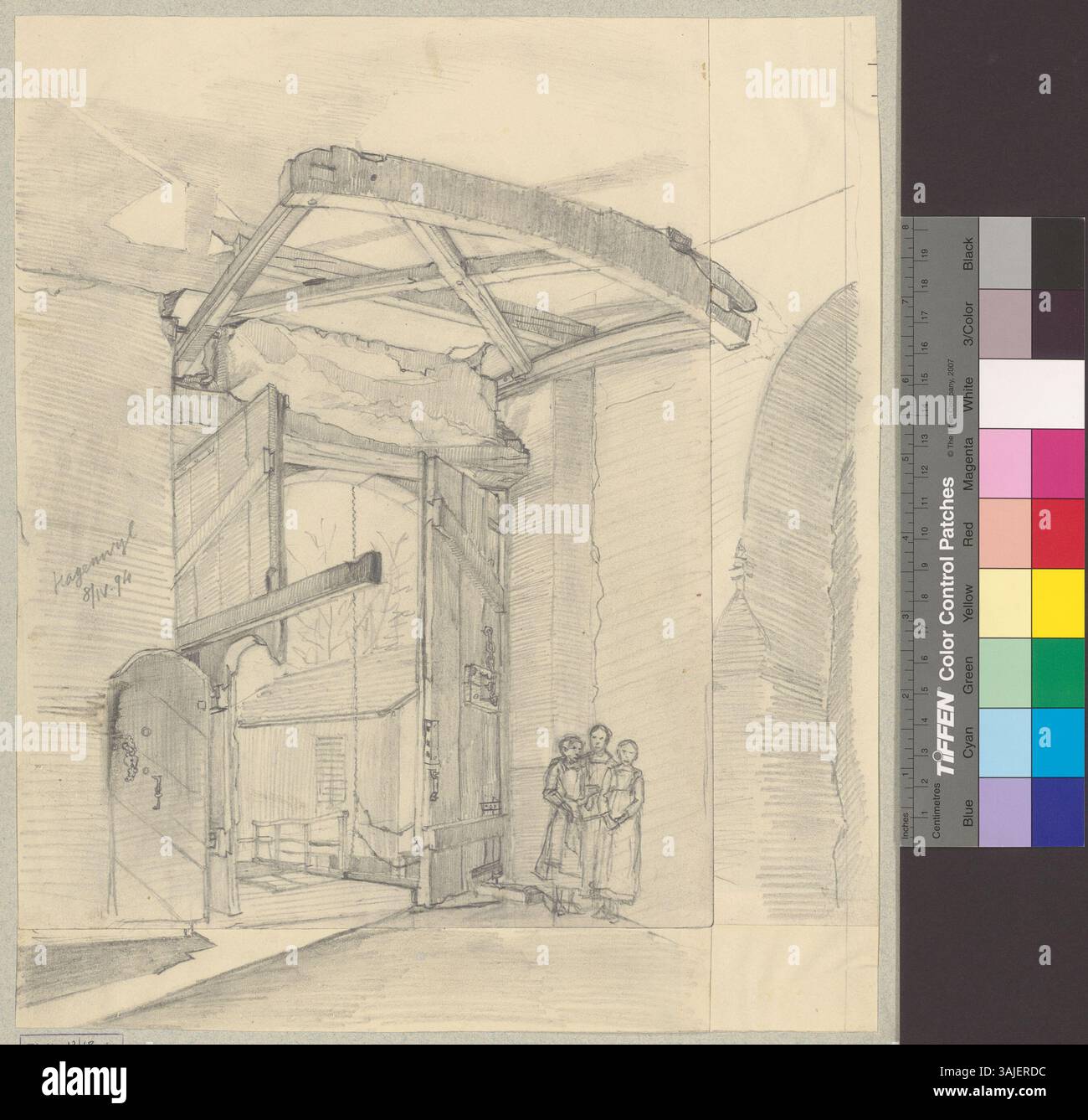 This 1894 drawing by Johann Rudolf Rahn shows the historical site of Hagenwyl, Switzerland ...