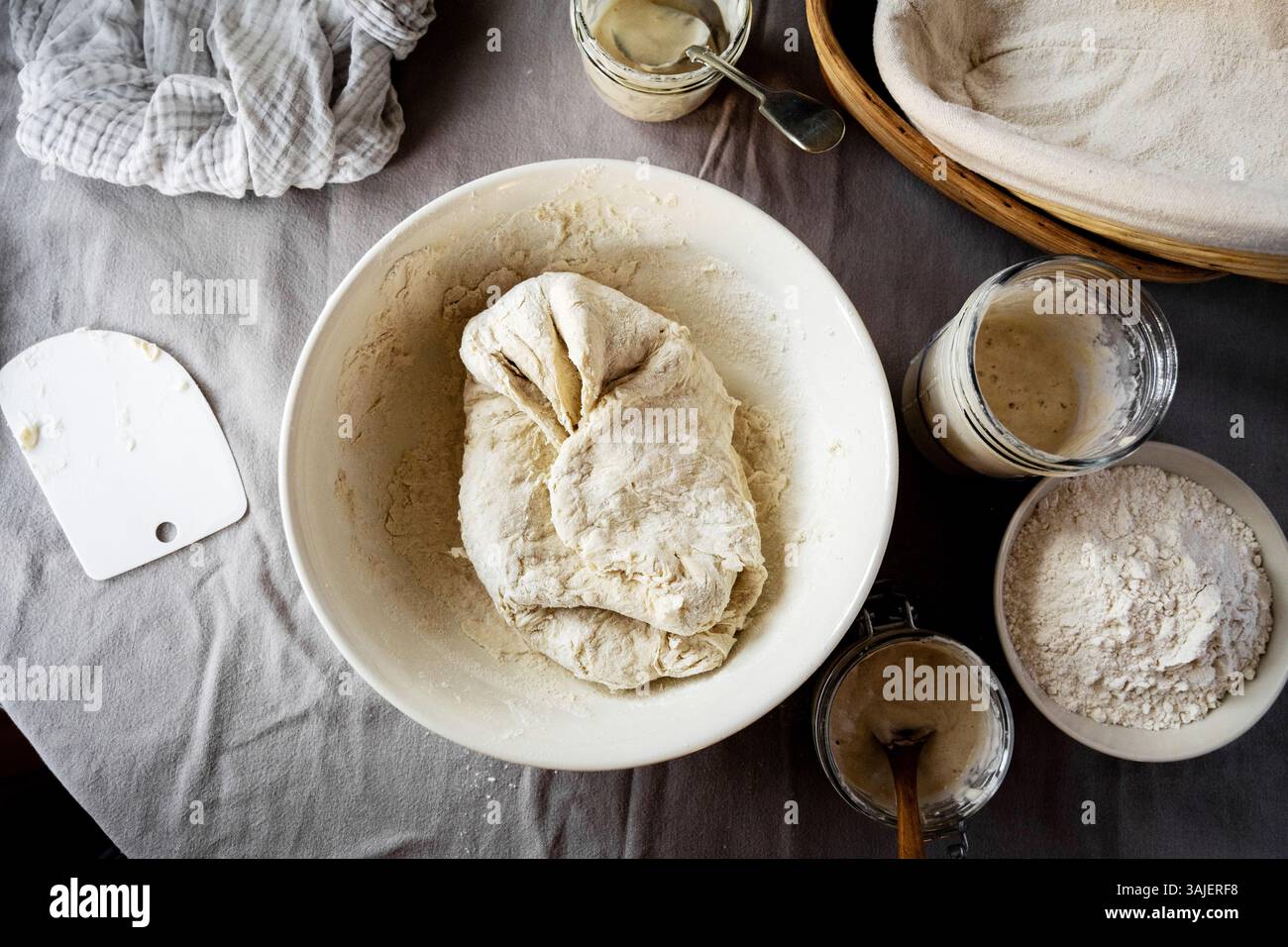 Raw yeast dough in glass hi-res stock photography and images - Alamy