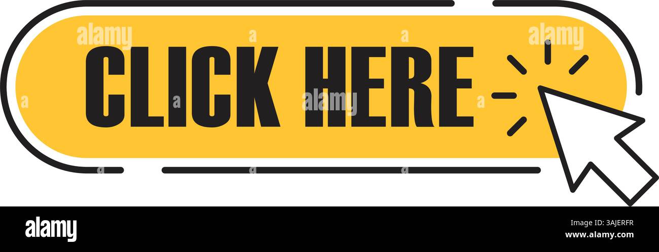 Click here banner icon in flat style. Ecommerce vector illustration on ...