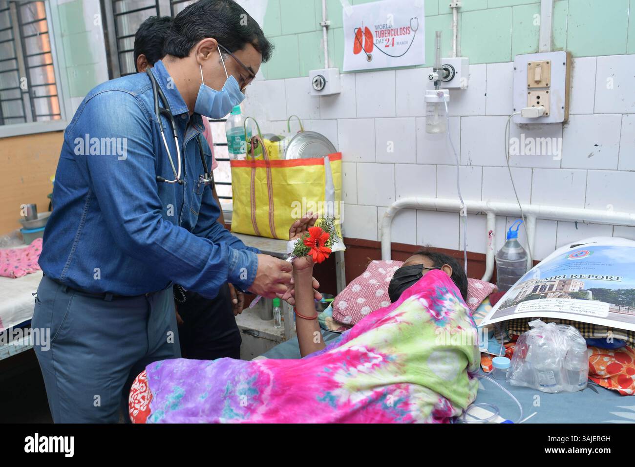 TB (Tuberculosis) patients are presented with flowers and sweets by ...