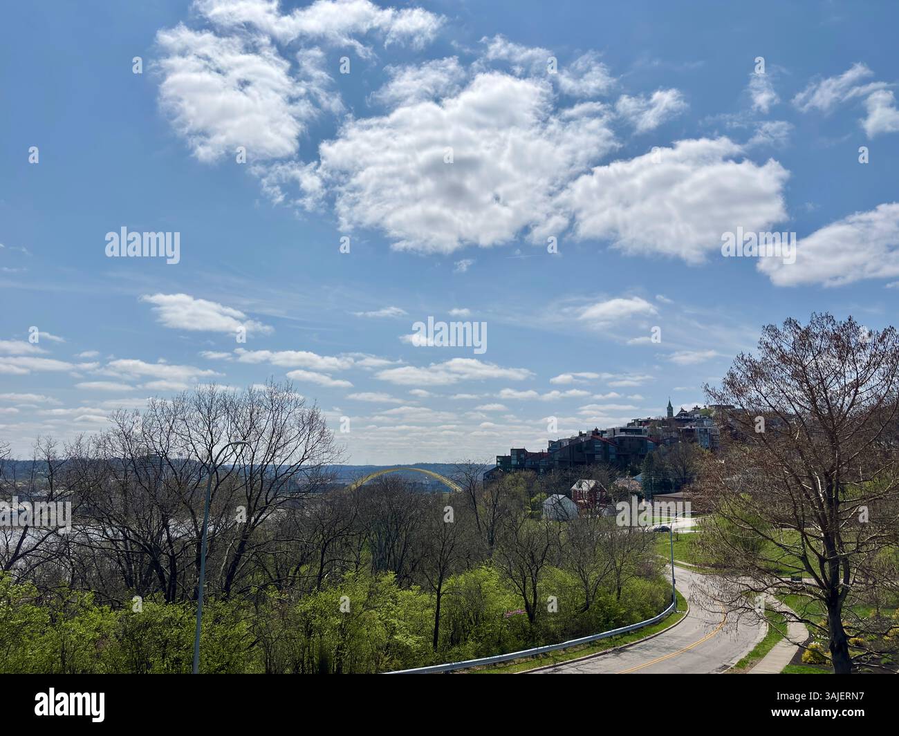 View of Mt. Adams & Ohio River from Eden Park in Cincinnati Stock Photo ...