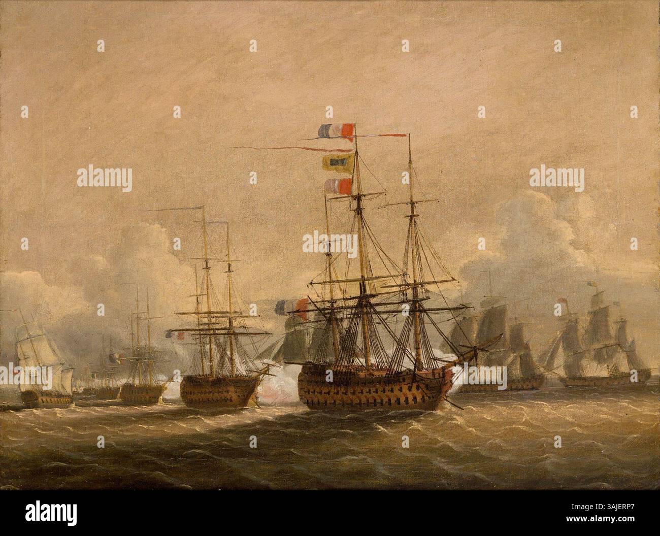A 19th-century painting by a follower of Dominic Serres, illustrating ...