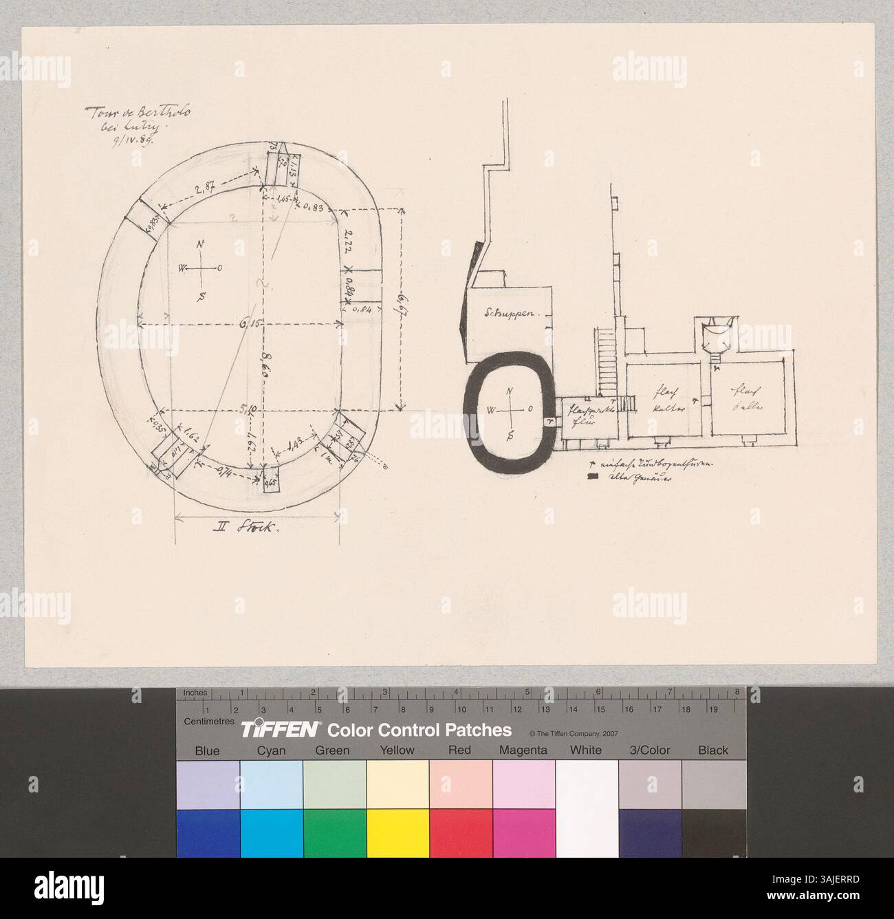 This illustration shows two floor plans of the Tour de Bertholo in ...