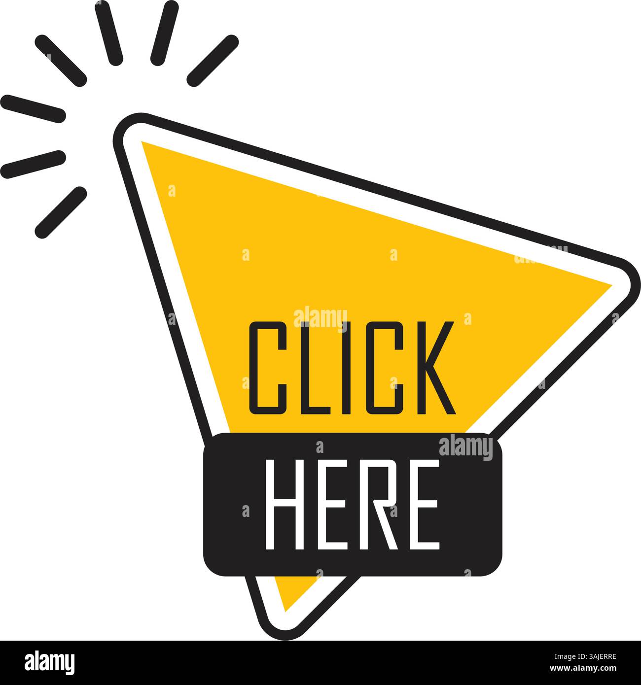 Click here banner icon in flat style. Ecommerce vector illustration on ...