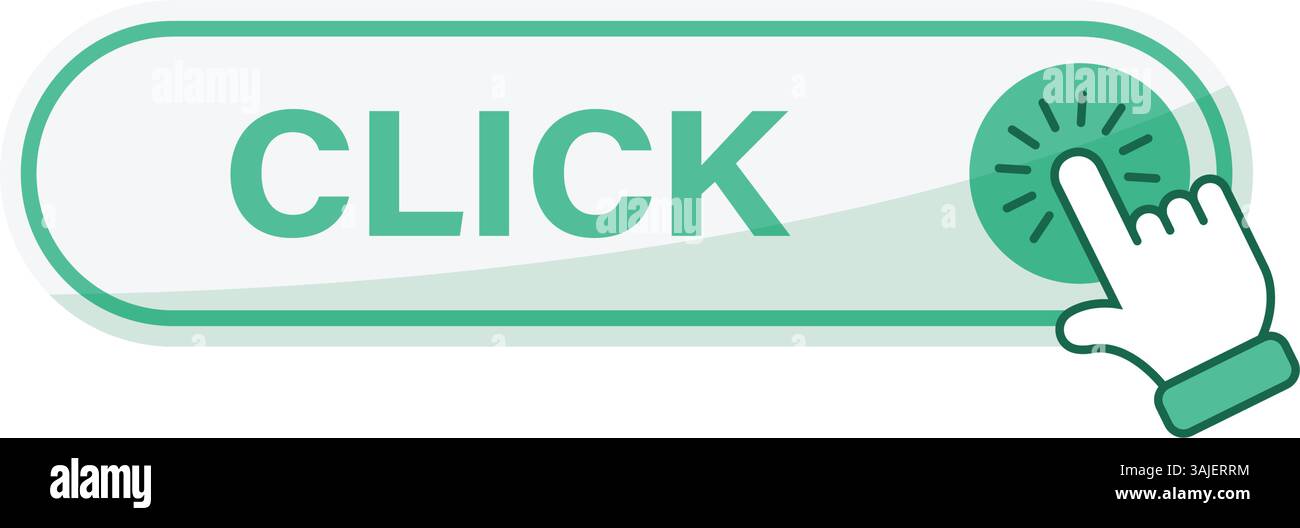 Click here banner icon in flat style. Ecommerce vector illustration on ...
