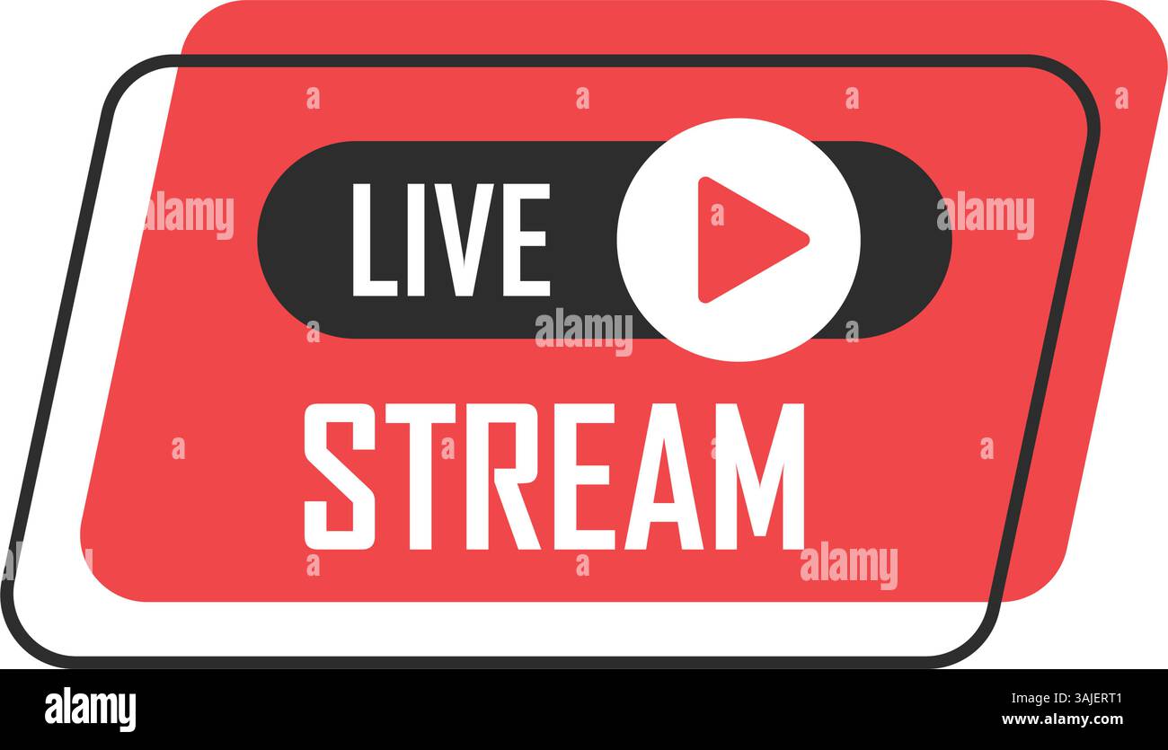 Live stream button icon in flat style. Webinar vector illustration on ...