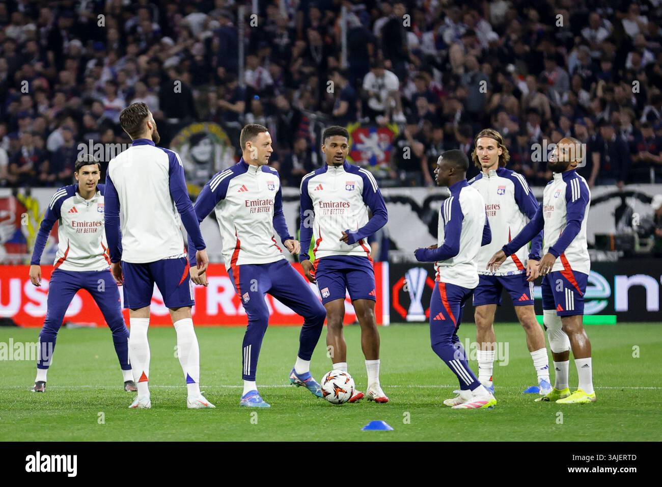 Lyon, France. 10th Apr, 2025. Lyon midfielder Nemanja Matic (31) warm ...