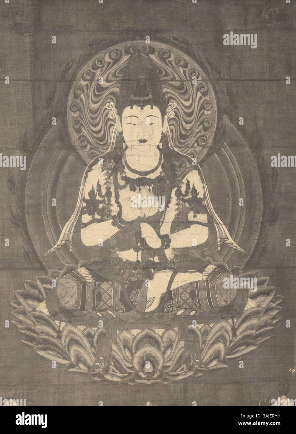 A painting of Sho Kannon, the Buddhist deity of mercy, created by ...