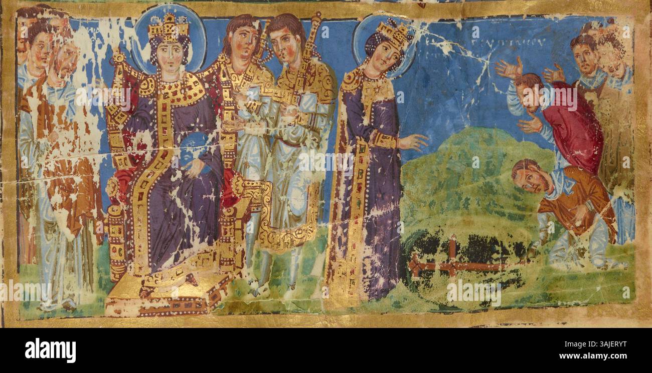 A detail from a 9th-century Greek manuscript illustrating Empress ...
