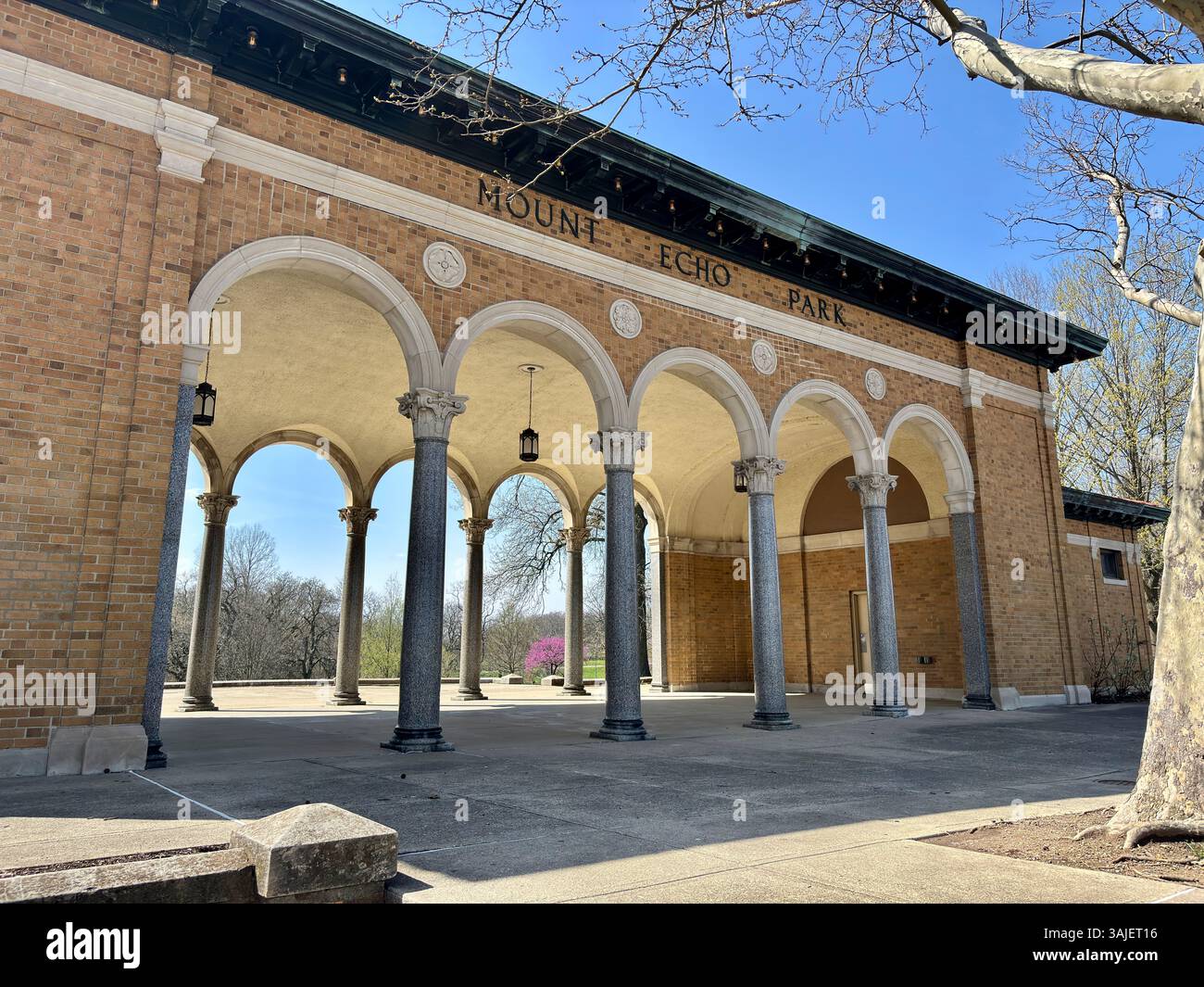 Mount Echo Park pavilion with classical columns and arched design Stock ...