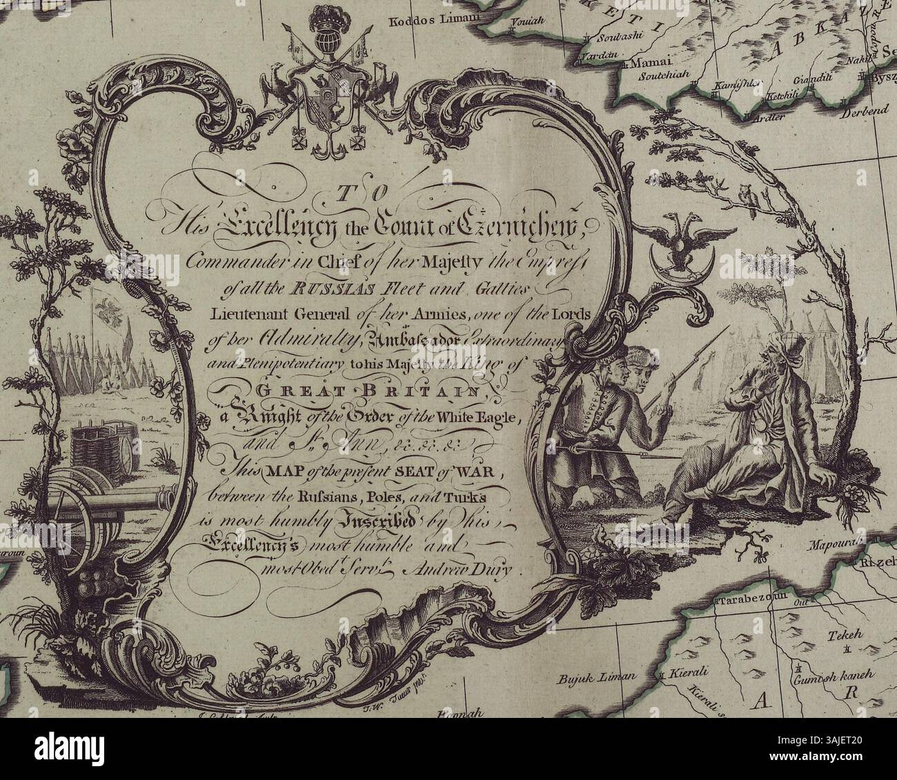 This 1770 map by Andrew Dury depicts the Russo-Turkish war ...