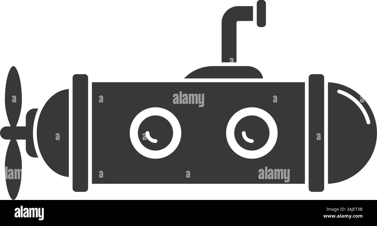 Submarine icon in flat style. Bathyscaphe vector illustration on ...