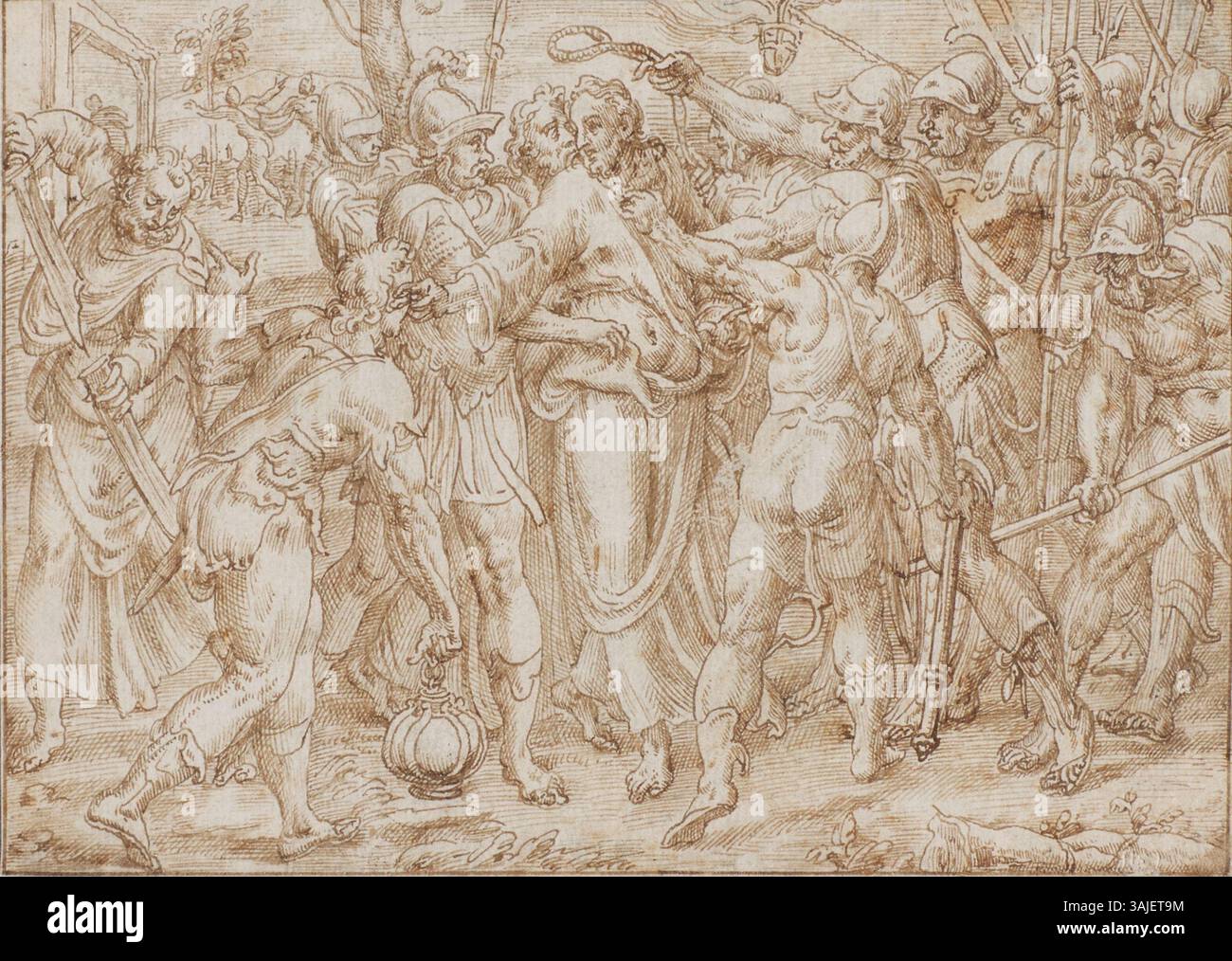 A dramatic pen and brown ink drawing by Gerard van Groeningen from 1573 ...