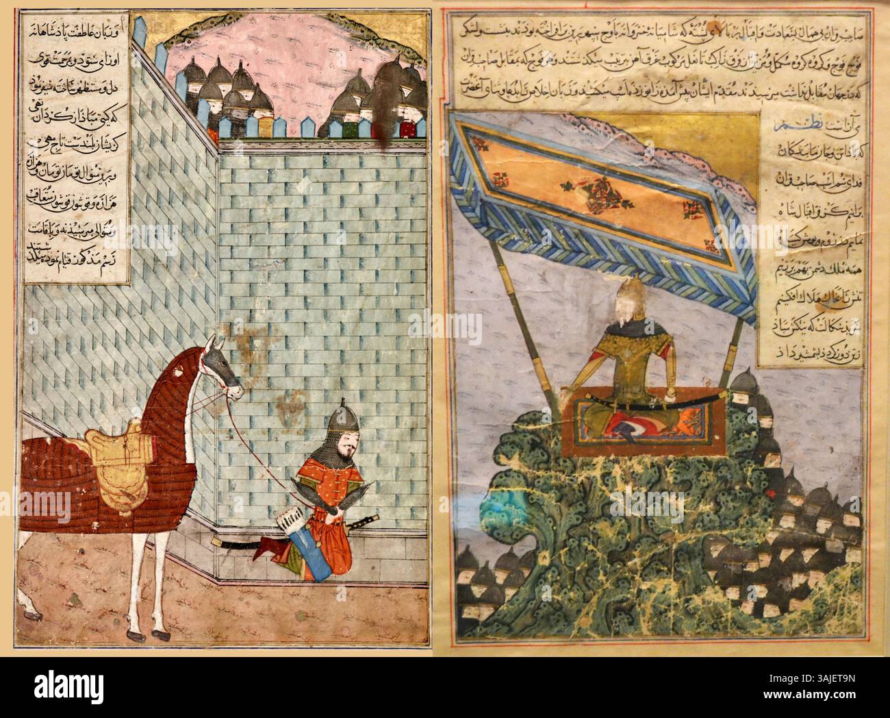 A scene from the Zafarnama, depicting Timur reviewing his troops on the ...