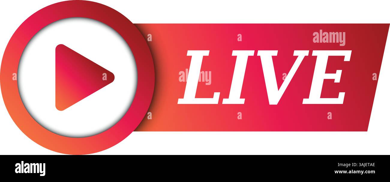Live stream button icon in flat style. Webinar vector illustration on ...