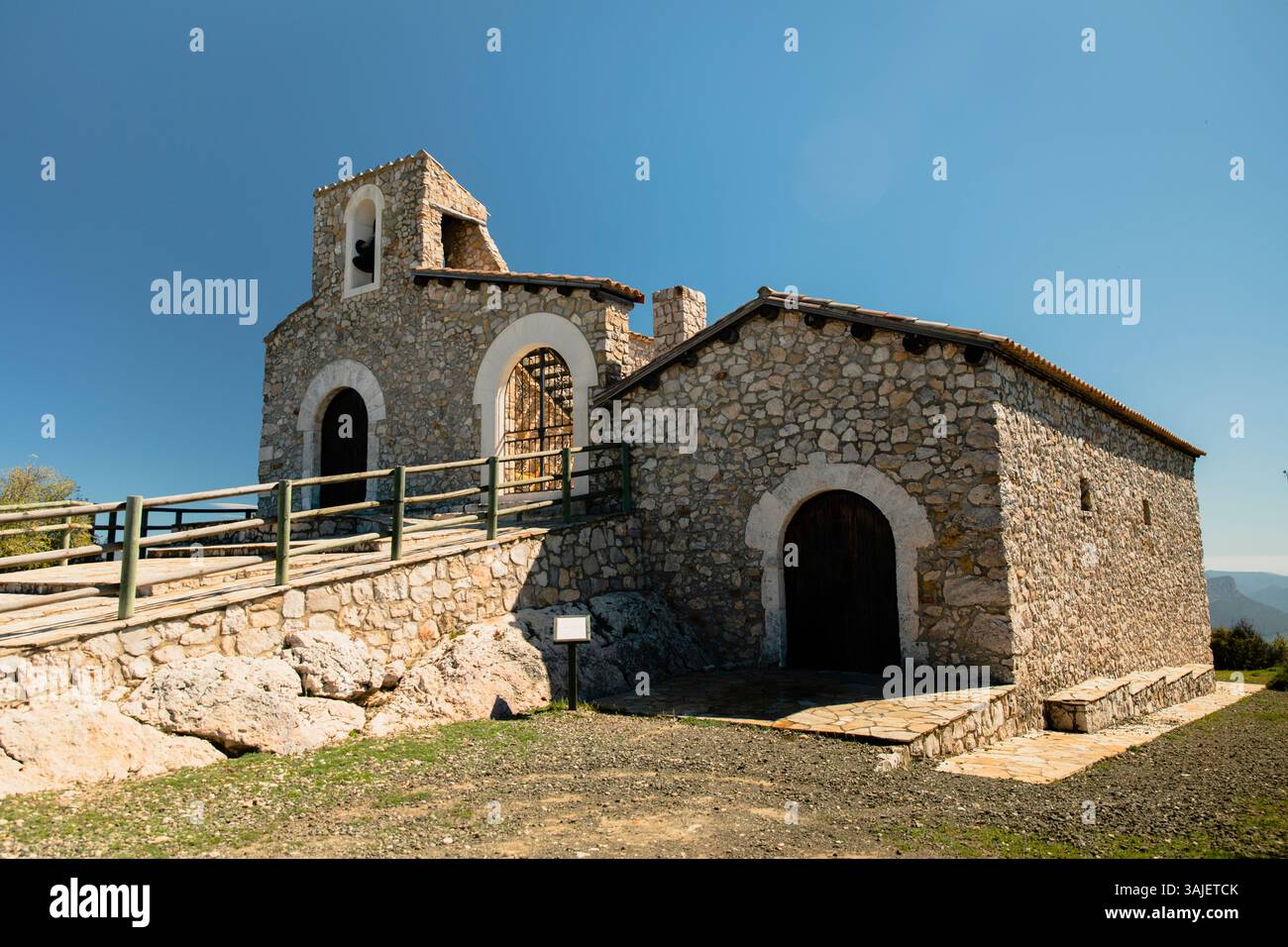 Rustic Stone Chapel on Mountain Hilltop Stock Photo - Alamy