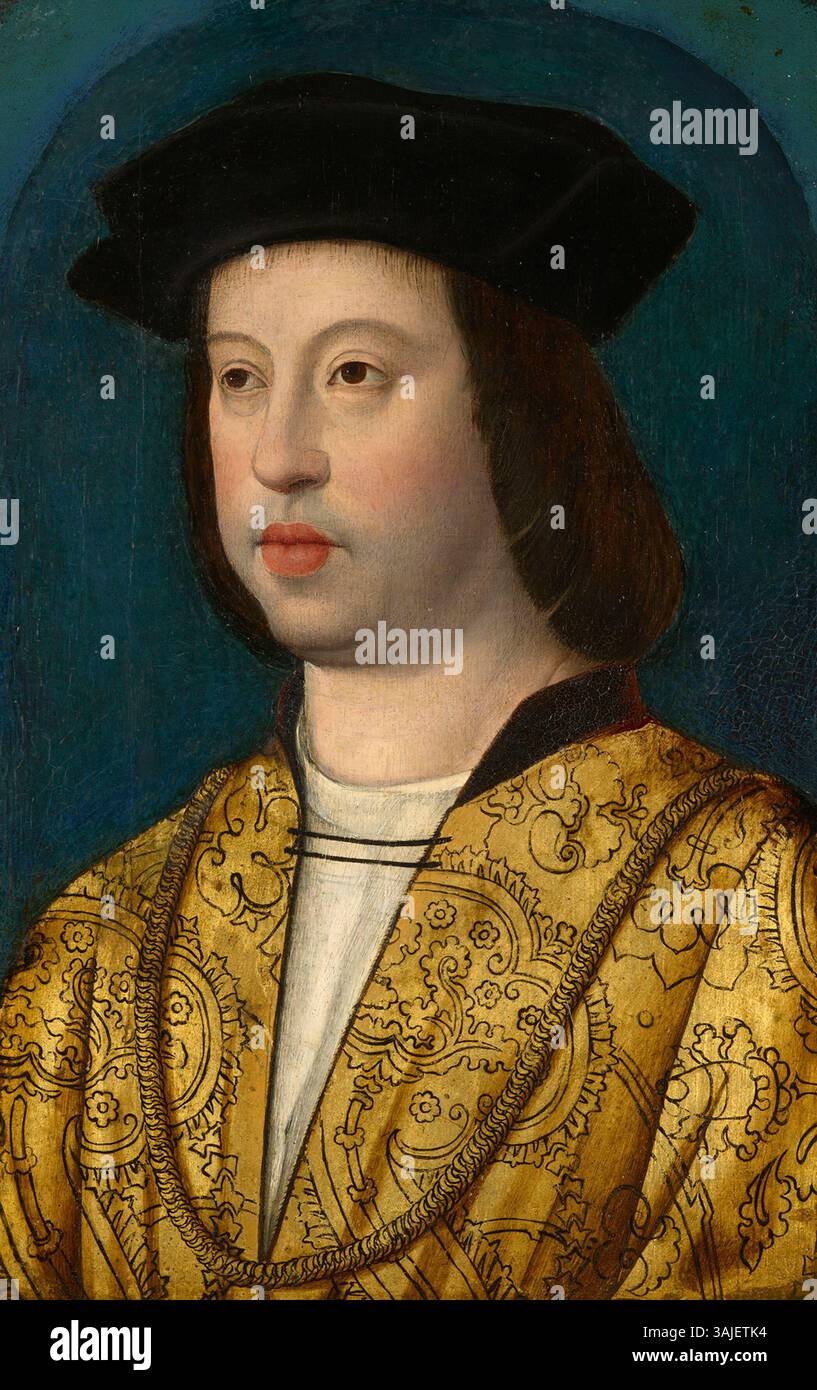 This 15th-century portrait, attributed to the Spanish School, depicts ...