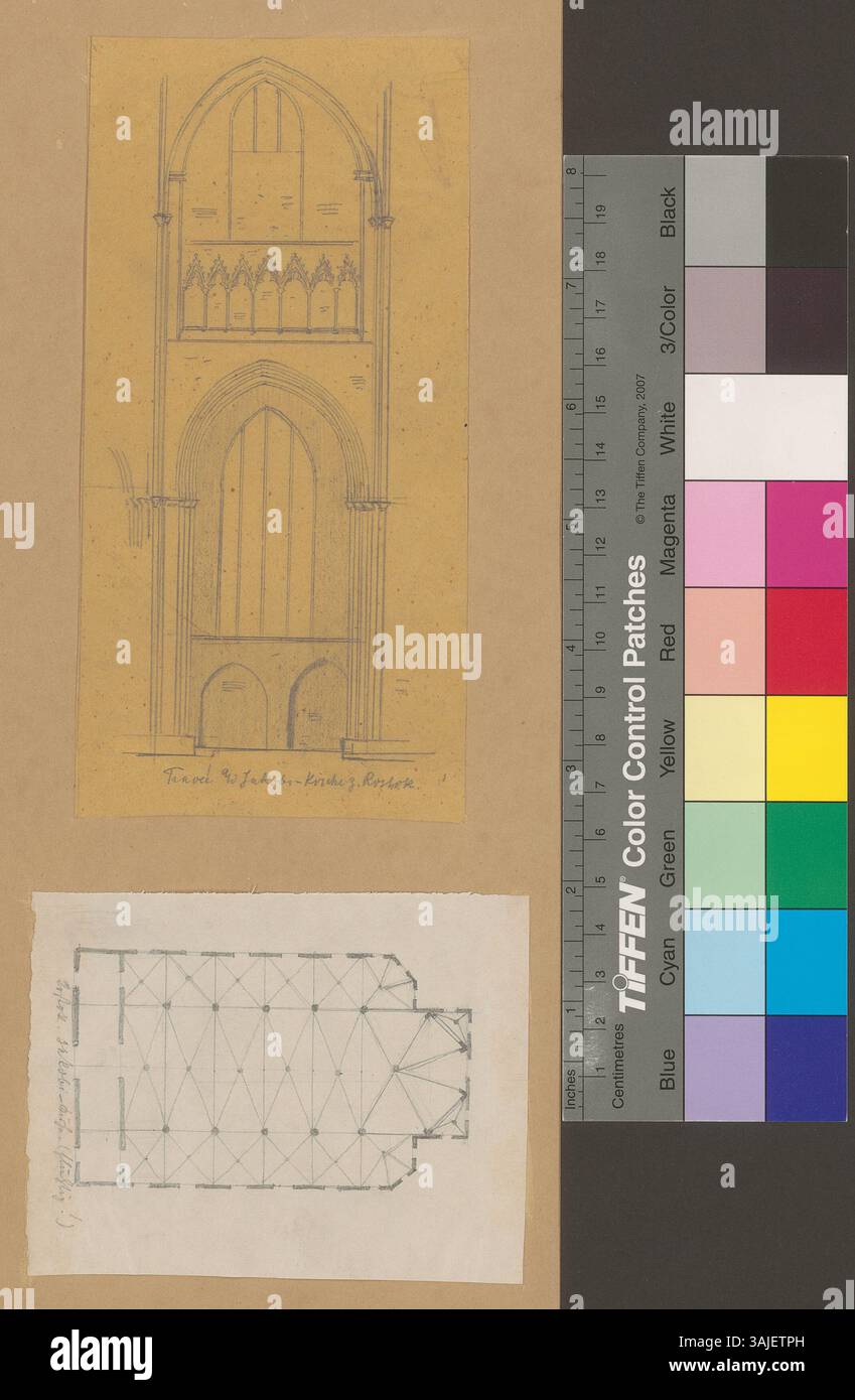 The illustration depicts a bay (travee) and the floor plan of the ...