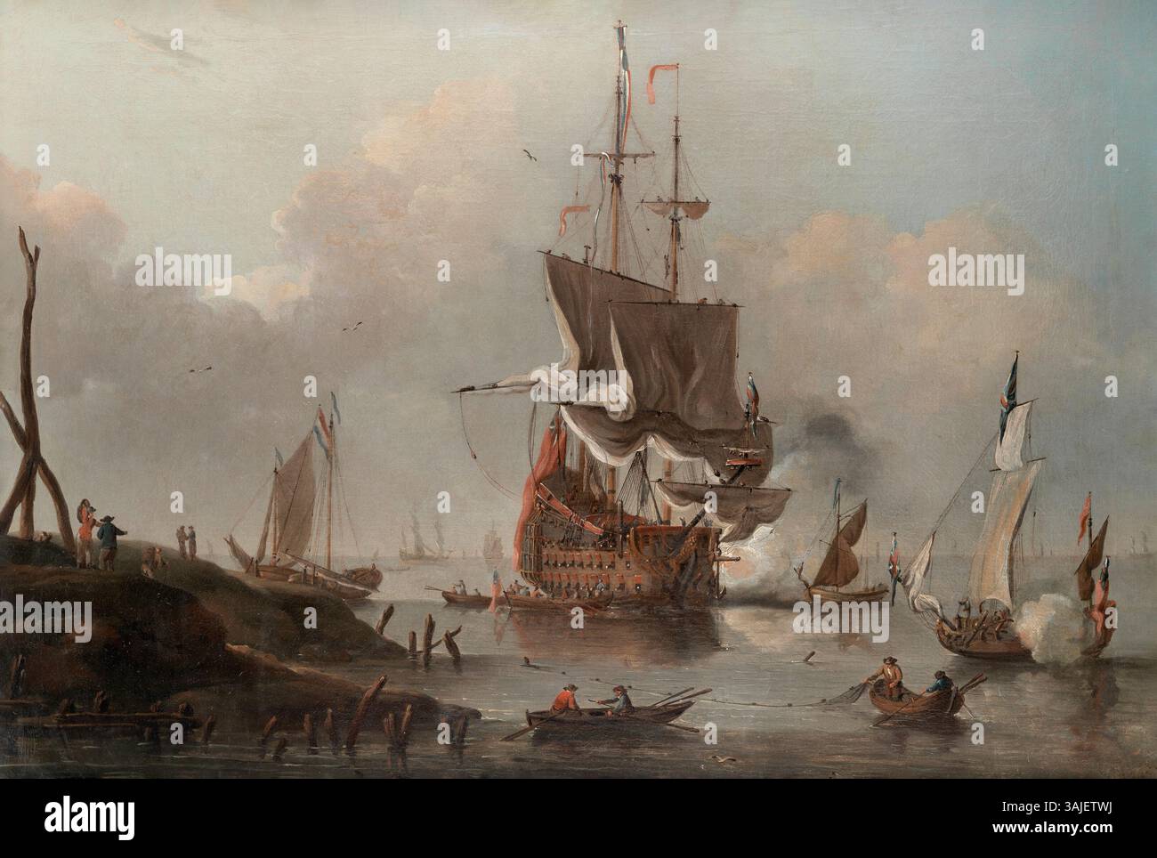 This 18th-century painting by Peter Monamy depicts the venerable HMS ...