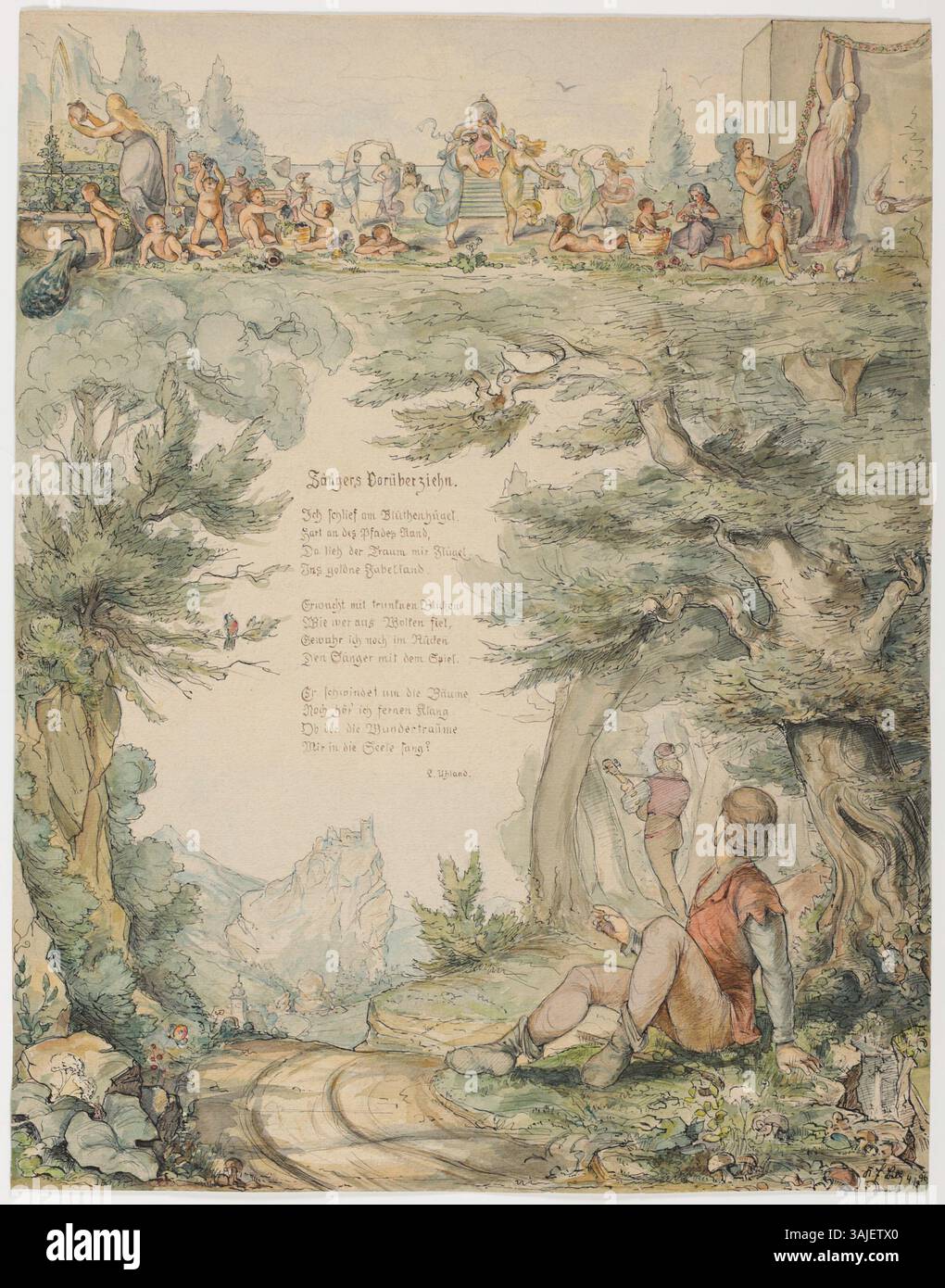 An illustration from the 19th century depicting the scene described in ...