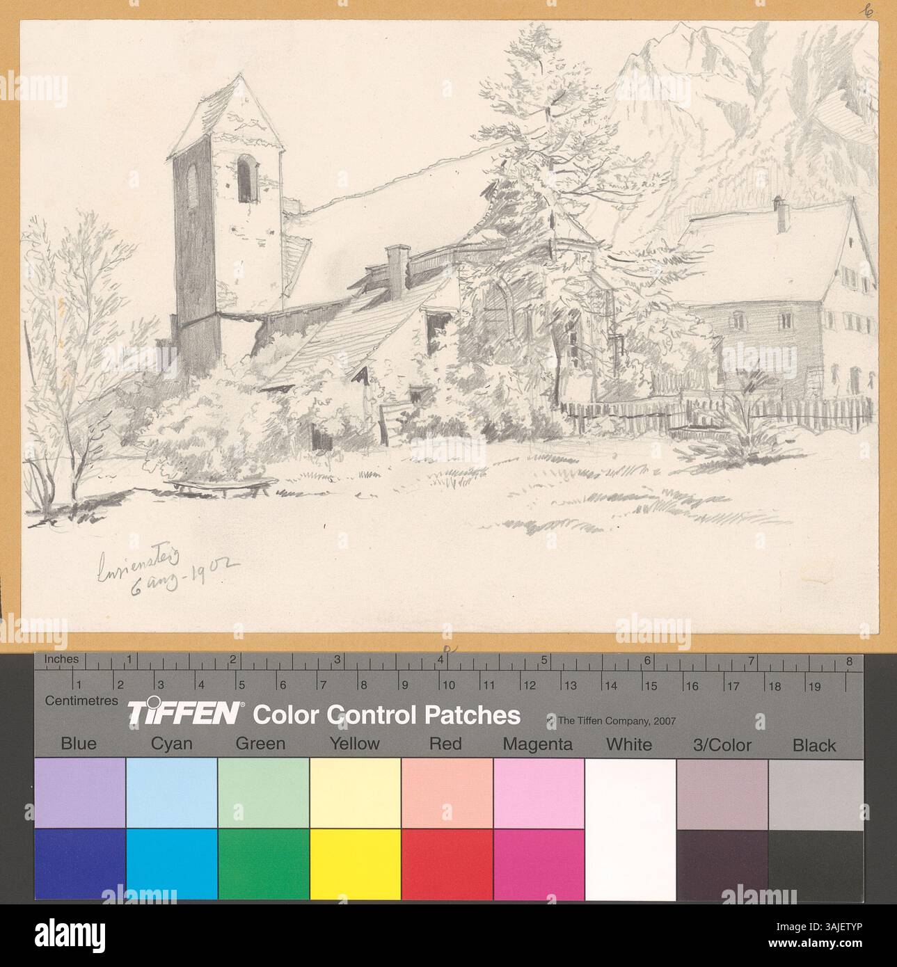 This 1902 drawing by Johann Rudolf Rahn presents an exterior view of ...
