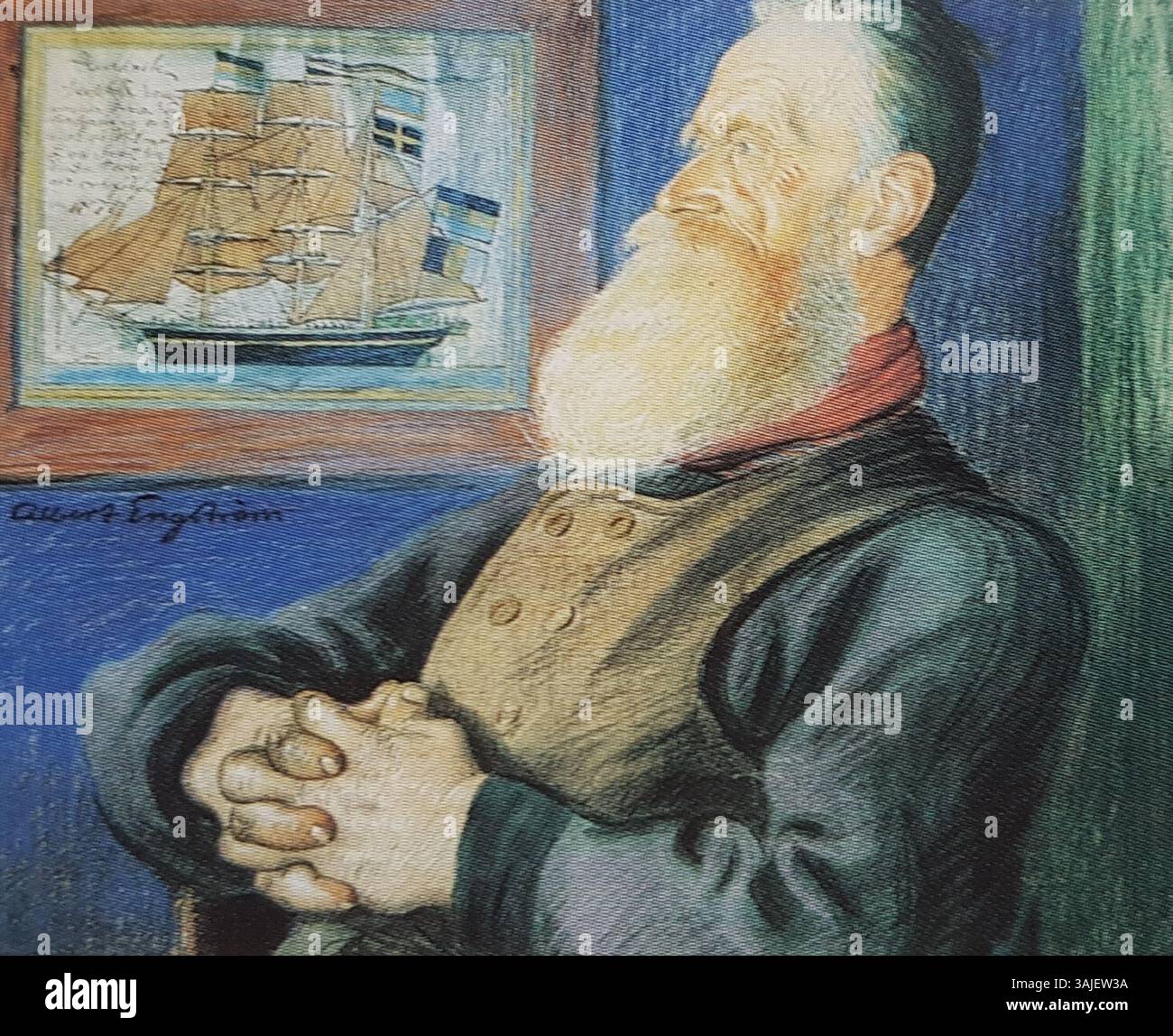 The portrait 'Skepparen Mattson' by Albert Engström features a detailed ...