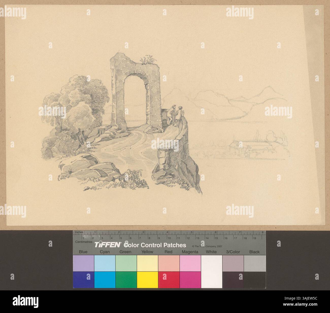 This 1863 drawing by Johann Rudolf Rahn shows the Rolandsbogen, the only remaining element of ...