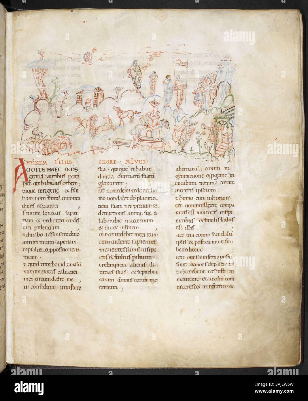 This page from the Harley Psalter, created around 1000-1050, is a fine ...