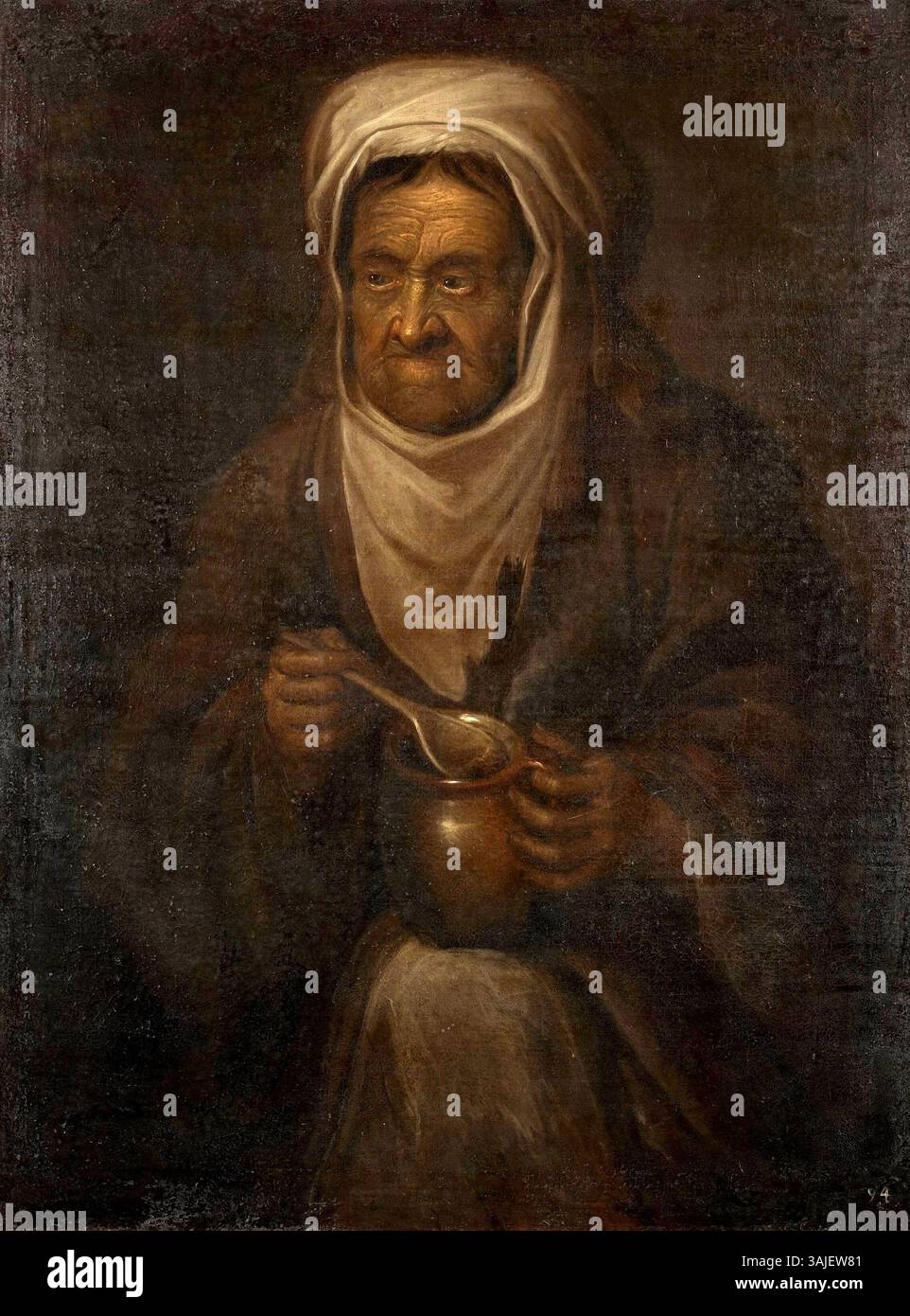 This oil on canvas portrait by Anna Bergmann, created in 1713, portrays ...