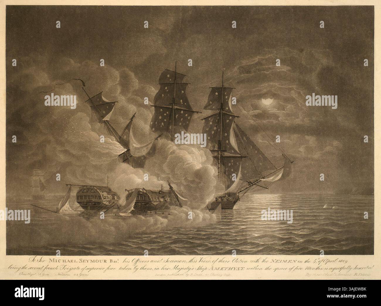 This print by Robert Dodd depicts HMS Amethyst capturing the French ...