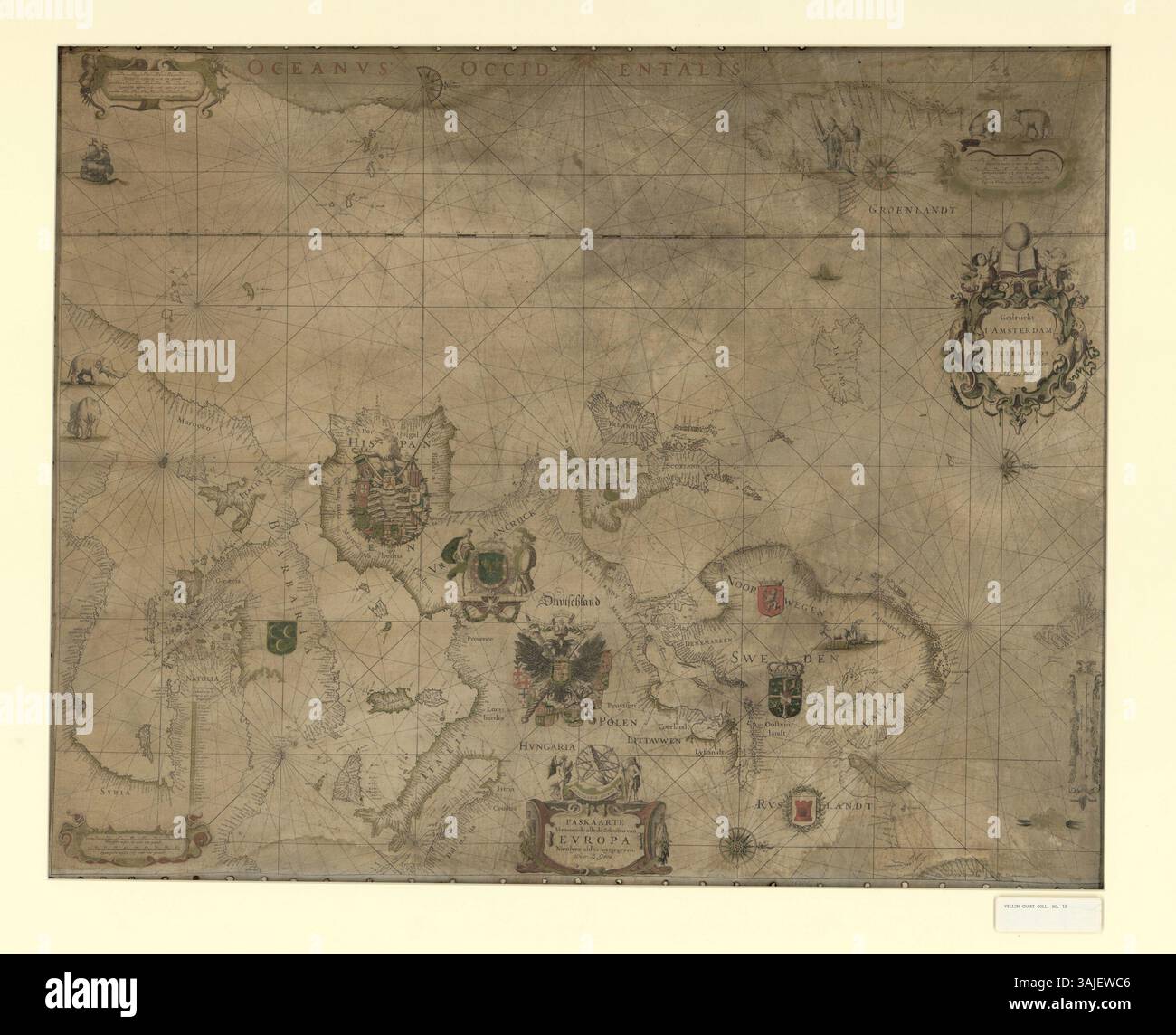 This 1660 portolan map by Pieter Goos, titled 'Paskaarte vertonende alle de zekusten Europe ...