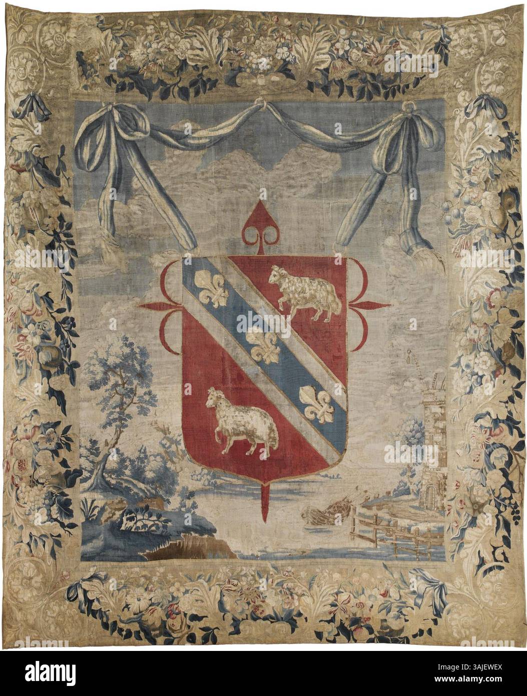 This 17th-century Brussels armorial tapestry features the coat of arms ...