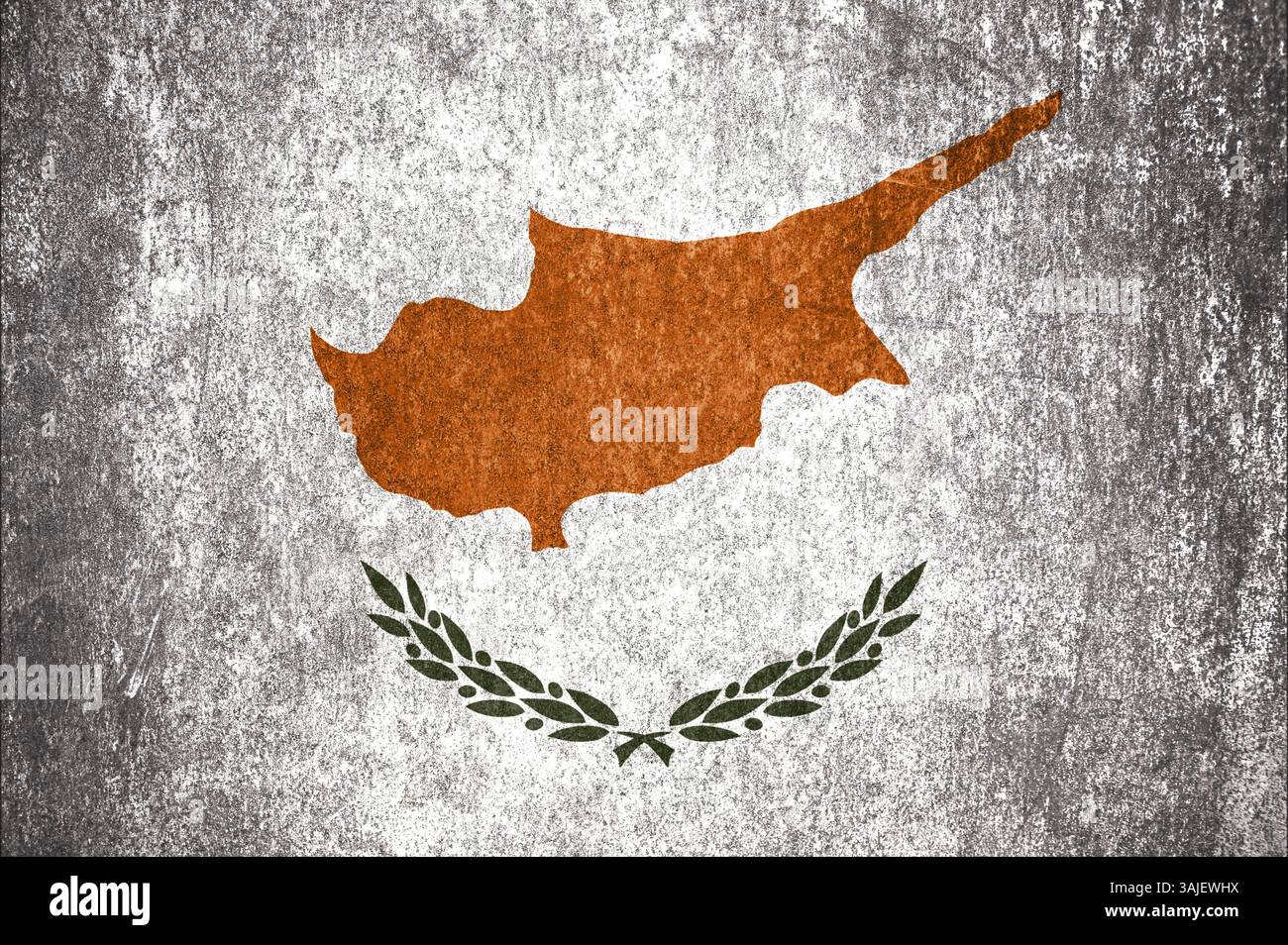 Cyprus State Flag. Dirty Cyprus flag on metal surface. Metal texture ...