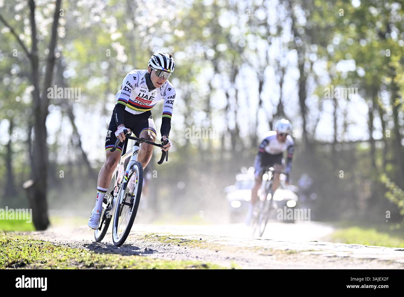Roubaix, France. 11th Apr, 2025. Slovenian Tadej Pogacar of UAE Team ...
