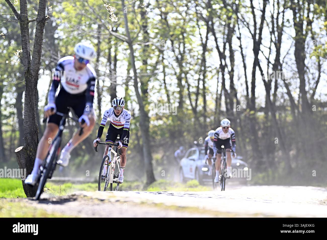 Roubaix, France. 11th Apr, 2025. Slovenian Tadej Pogacar of UAE Team ...
