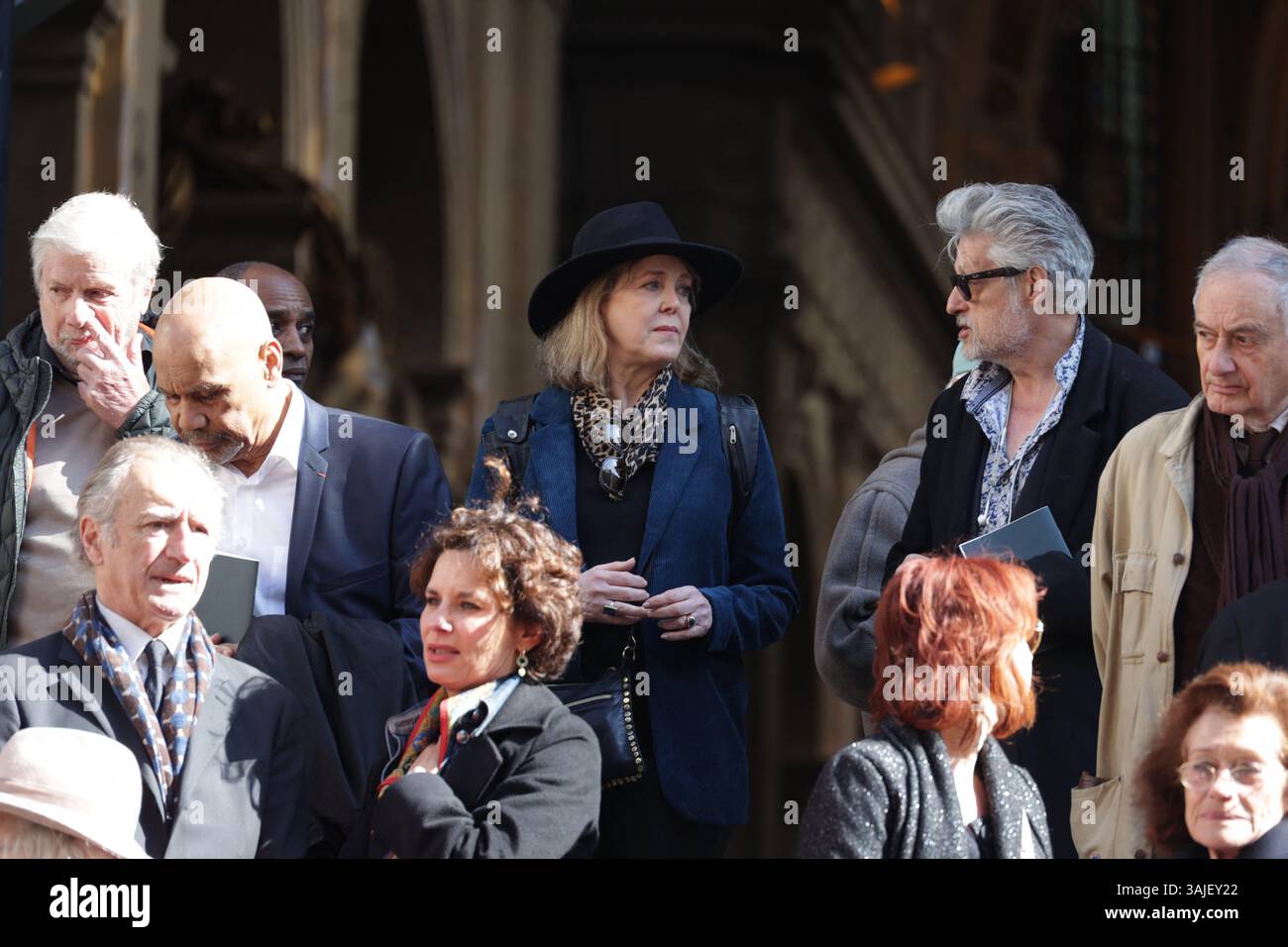 Eva Darlan attending the funeral ceremony for French film director Yves ...