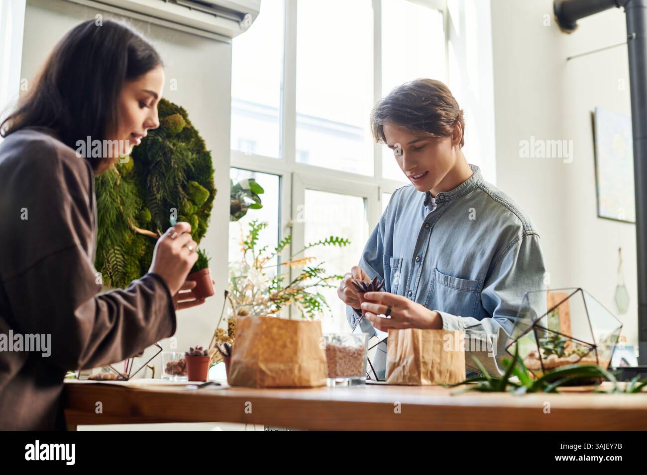 Young couple create unique art projects together in an inspiring ...