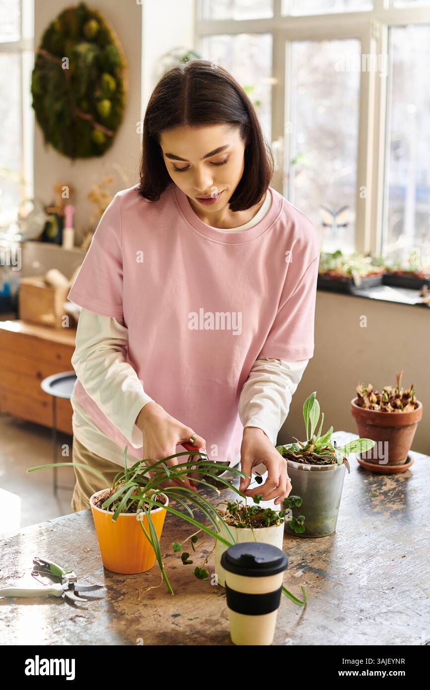 An artist engages with plants while nurturing creativity in a vibrant ...