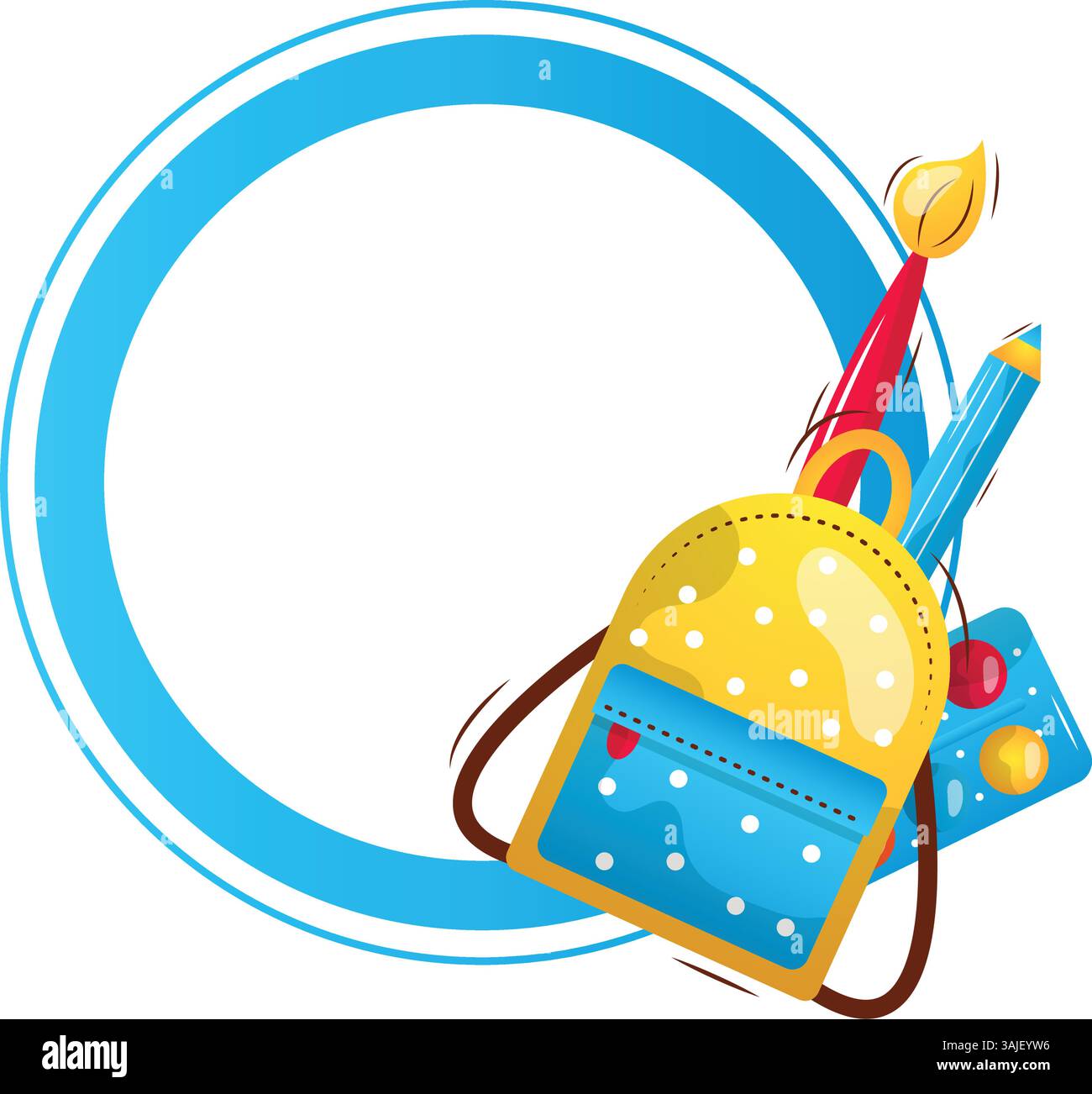 Round vector frame back to school on the white background Stock Vector ...